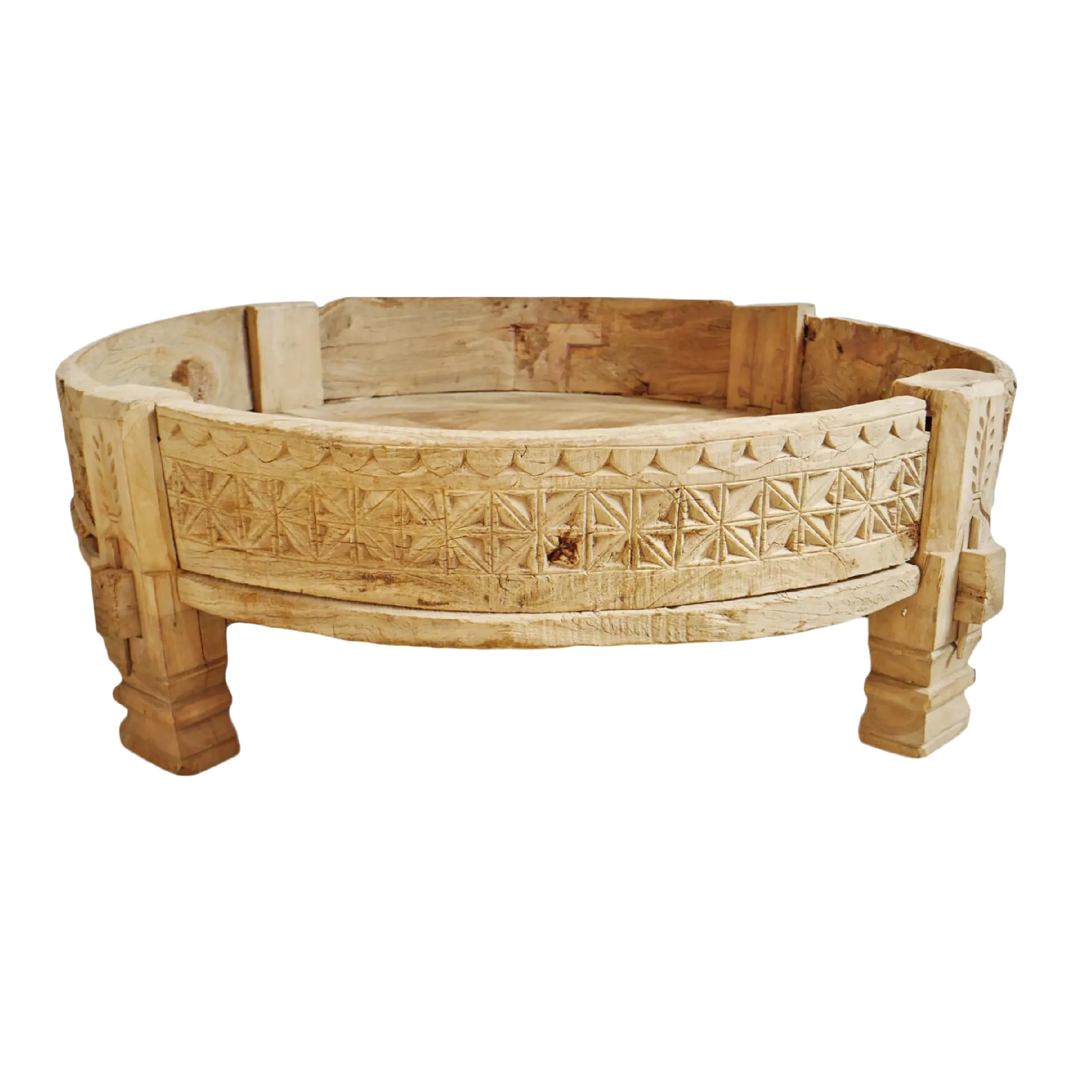 Mid 20th Century Vintage Chakki Grinder Wood Table | Chairish