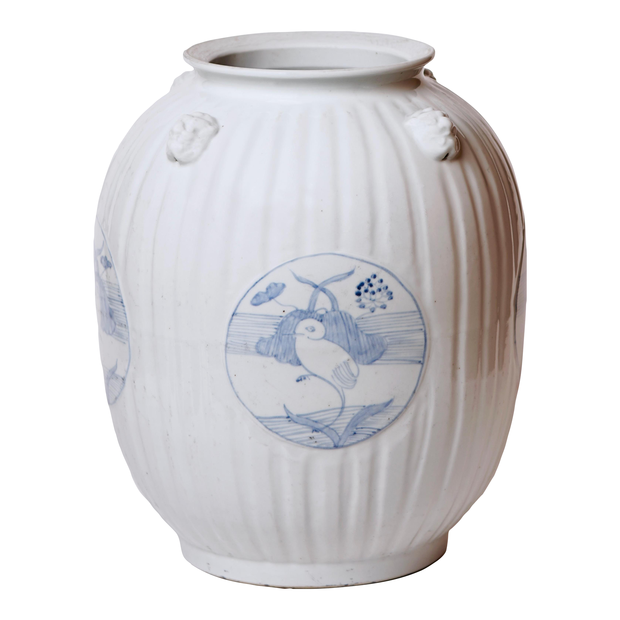 Contemporary Rustic White Ribbed Melon Porcelain Vase by Cobalt Guild ...