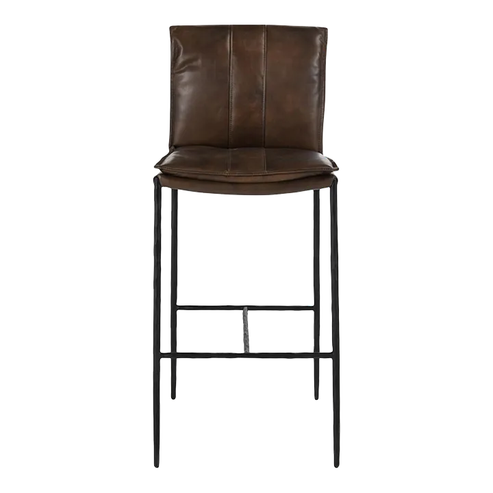Coffee Brown Leather Bar Stool | Chairish