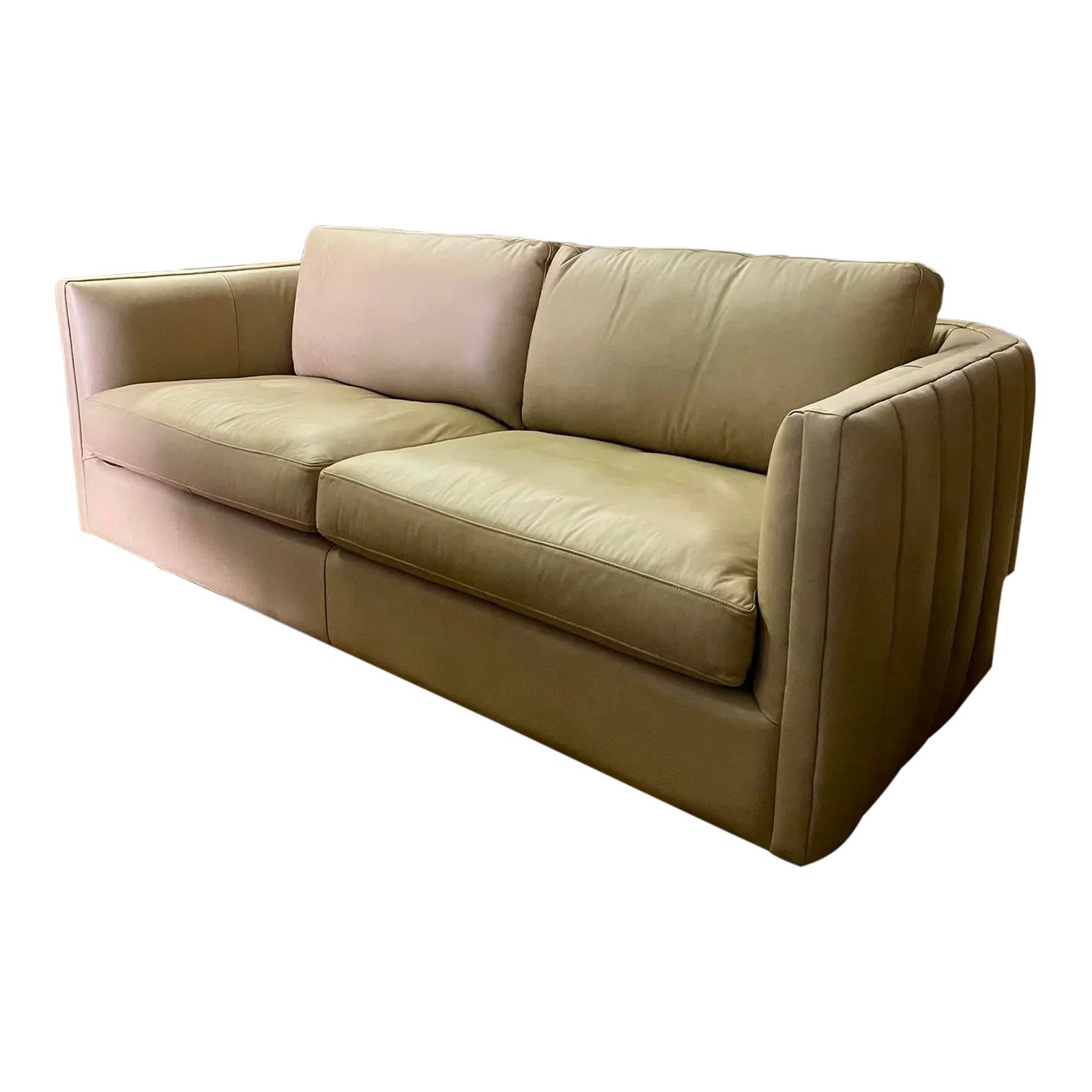 Olivia & Quinn Leather Sofa With Channel Tufting | Chairish