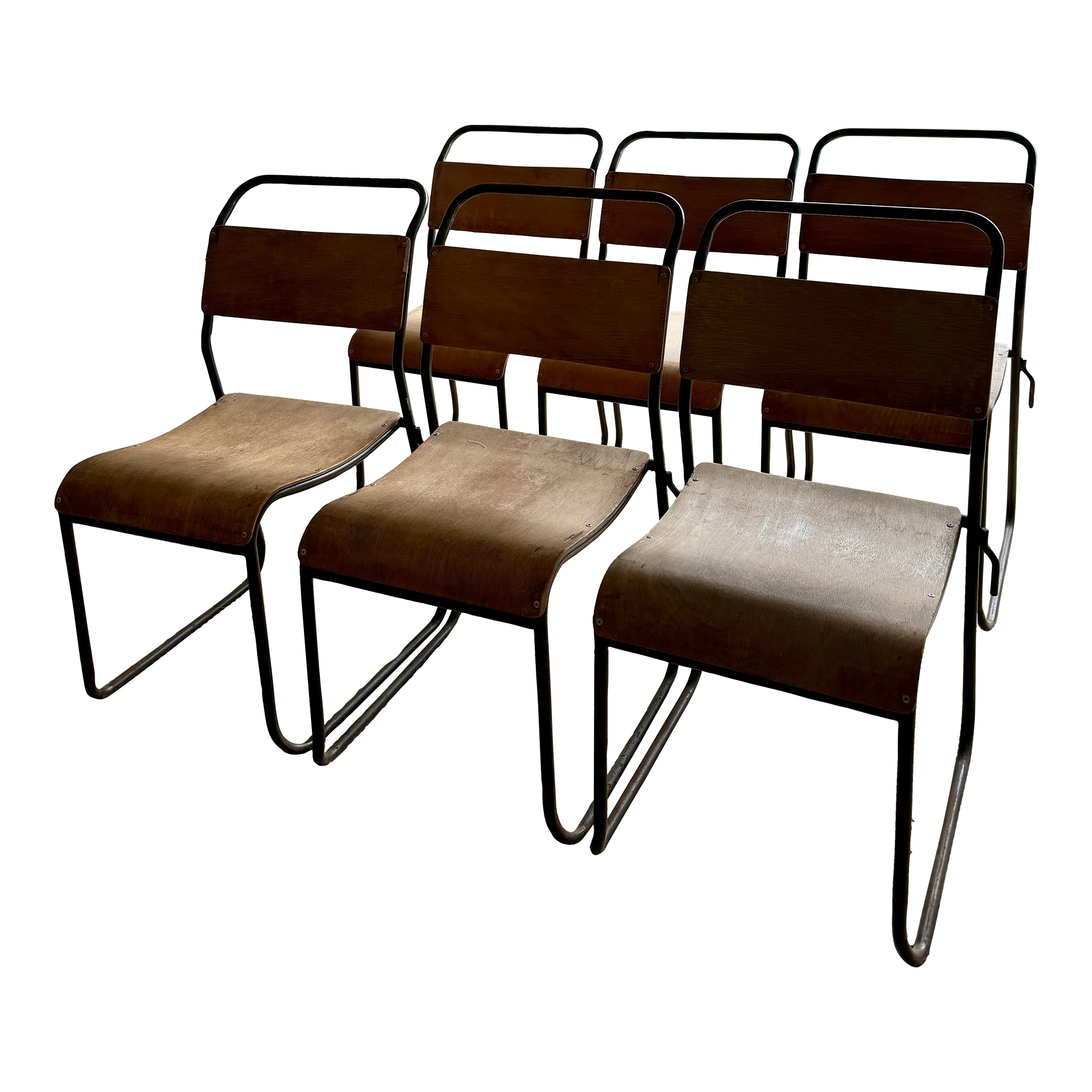 Mid-Century Modern Circa 1960s Stadium Tubular Bentwood Style Stacking ...