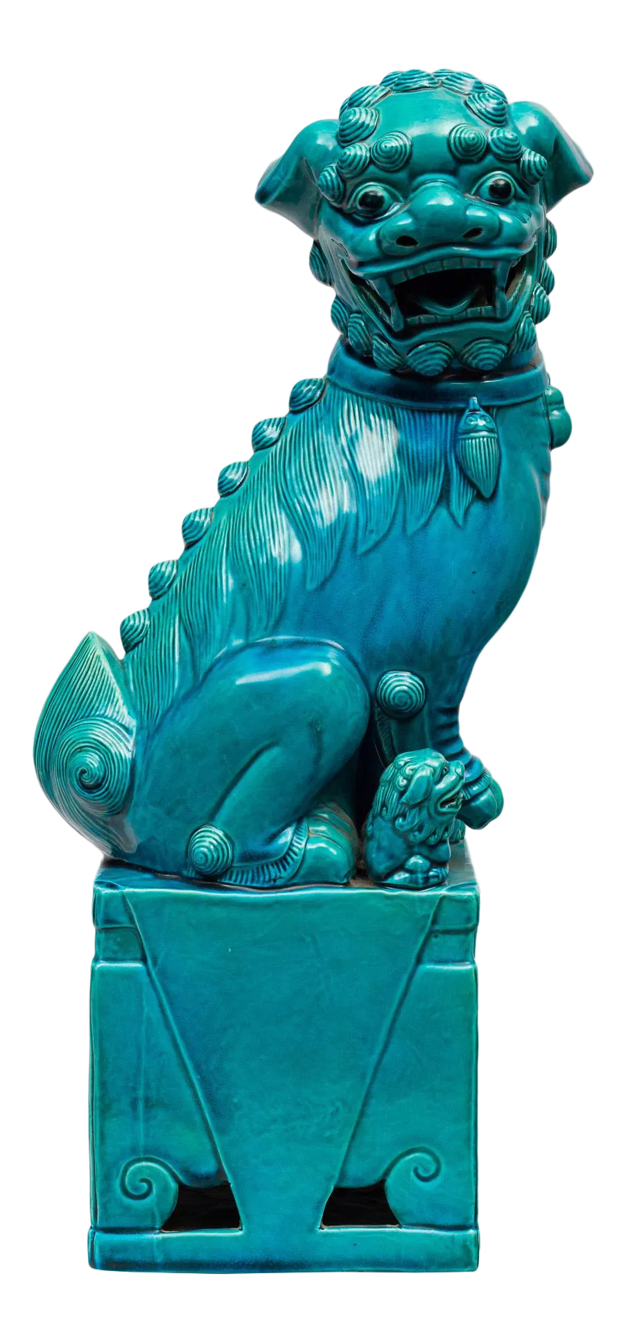 Chinese Large Turquoise Foo Dog | Chairish