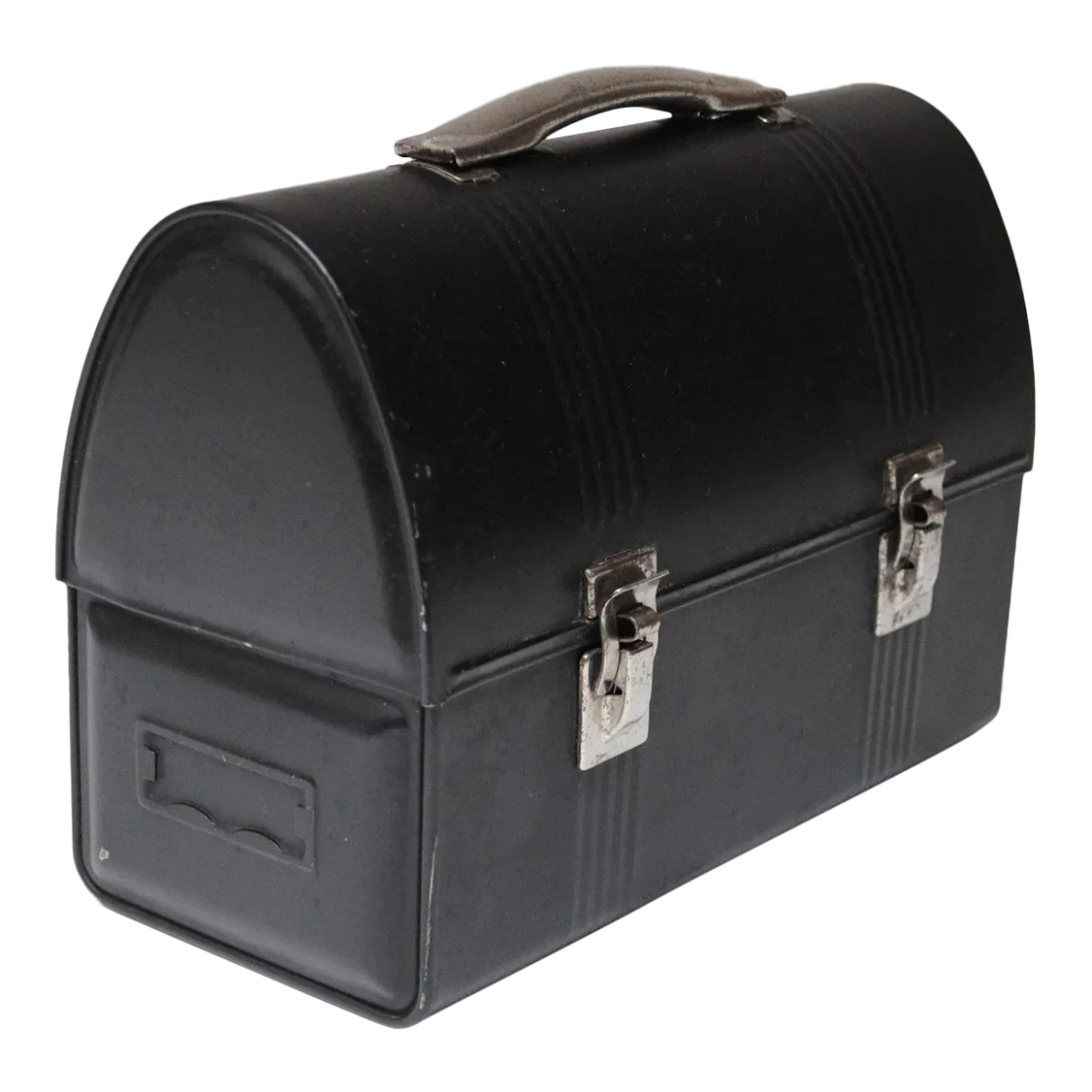 Vintage Black Industrial Domed Tin Work Lunch Box | Chairish