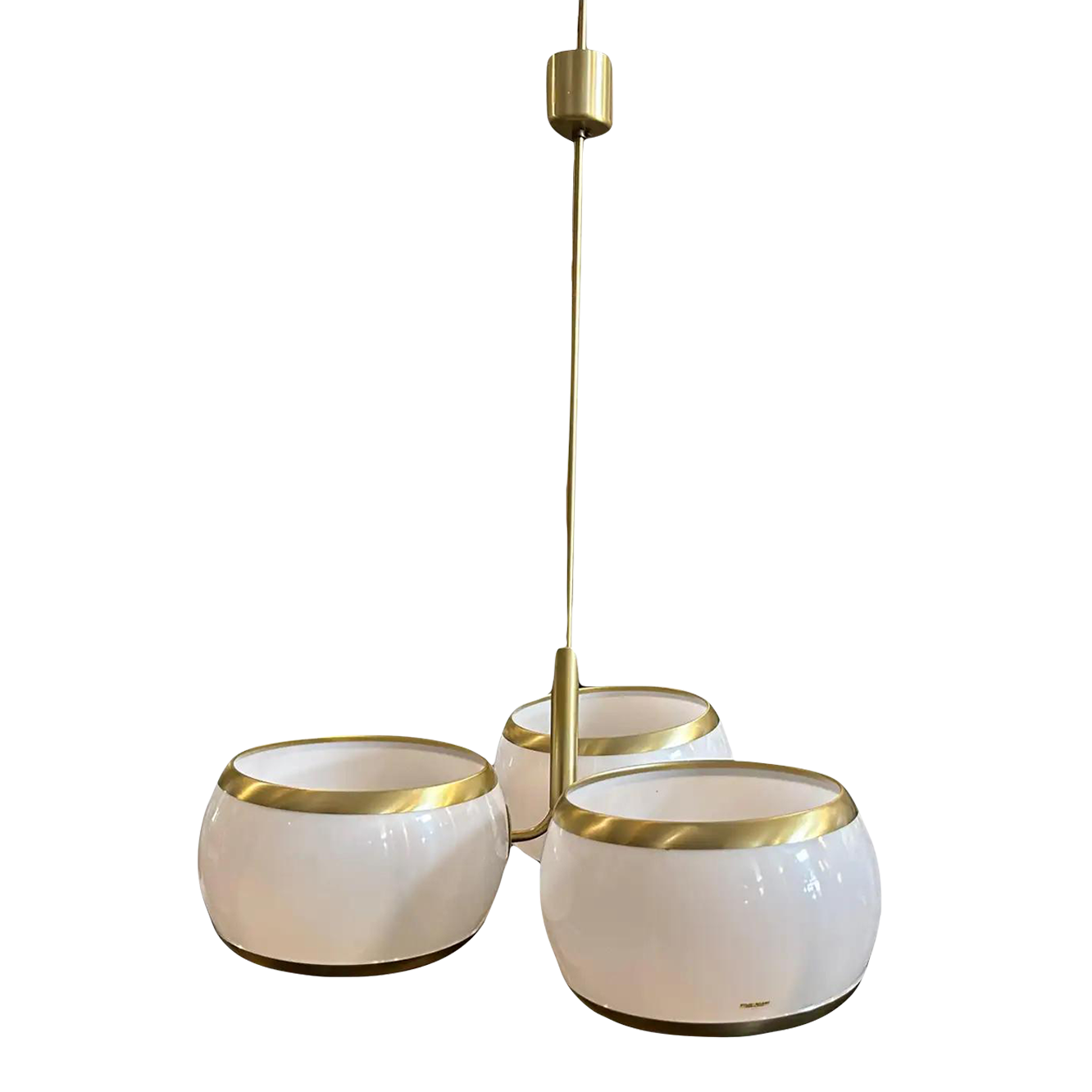 1960s Space Age Gilded Metal and White Plastic Chandelier by Stilux ...