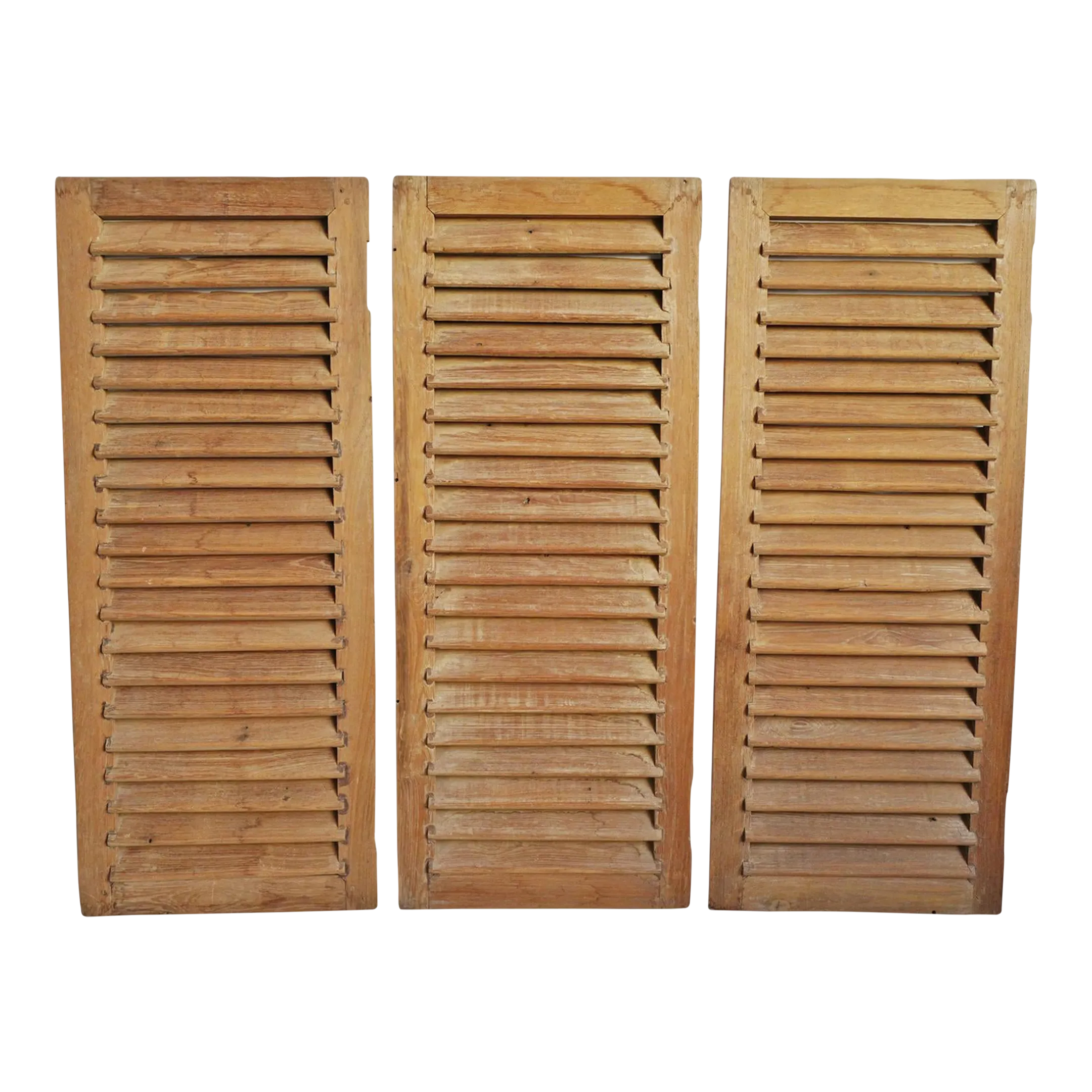 Set of Three Vintage Mid 20th Century Teak Shutter Doors | Chairish