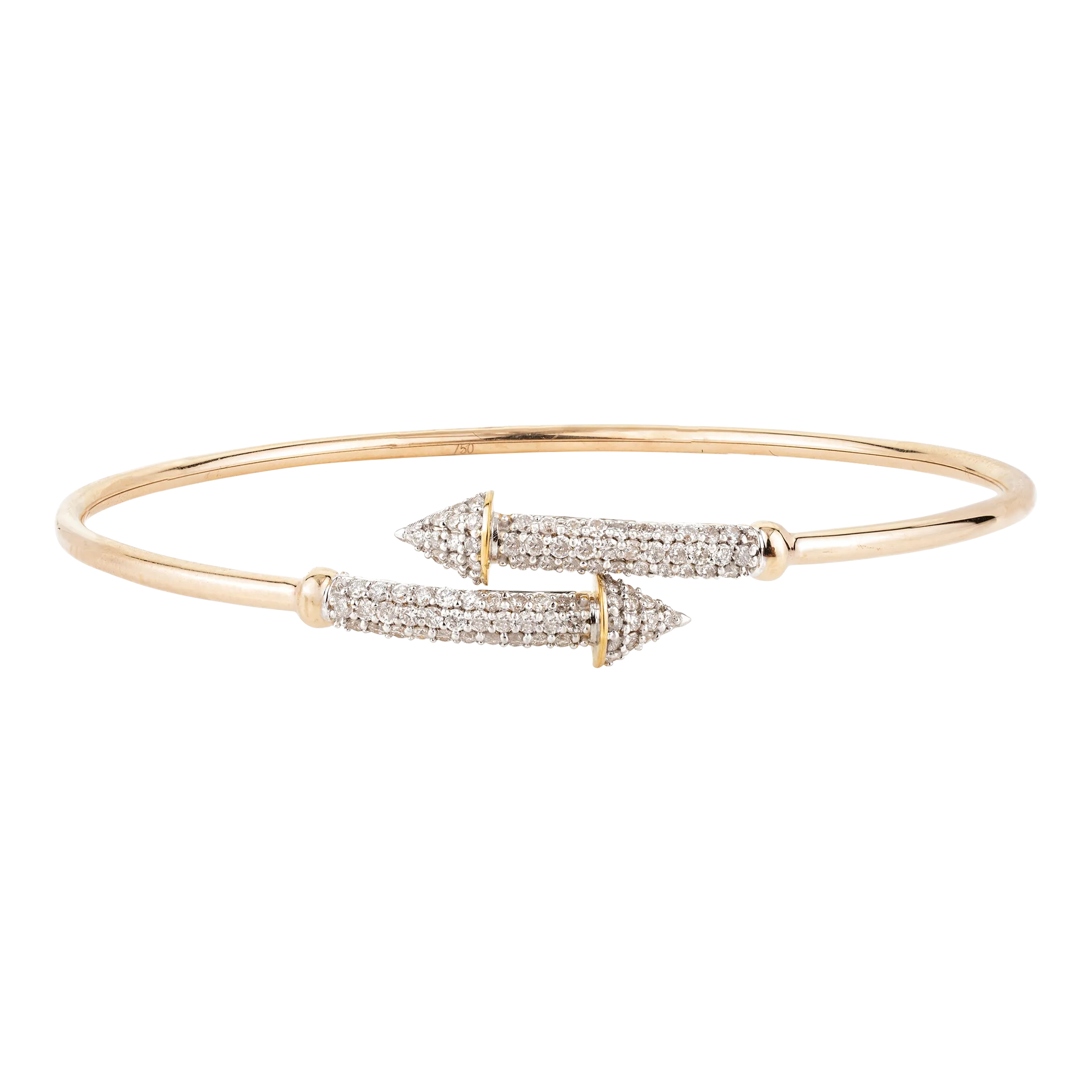 18k Diamond Set Crossover Arrow Cuff Bracelet | Chairish