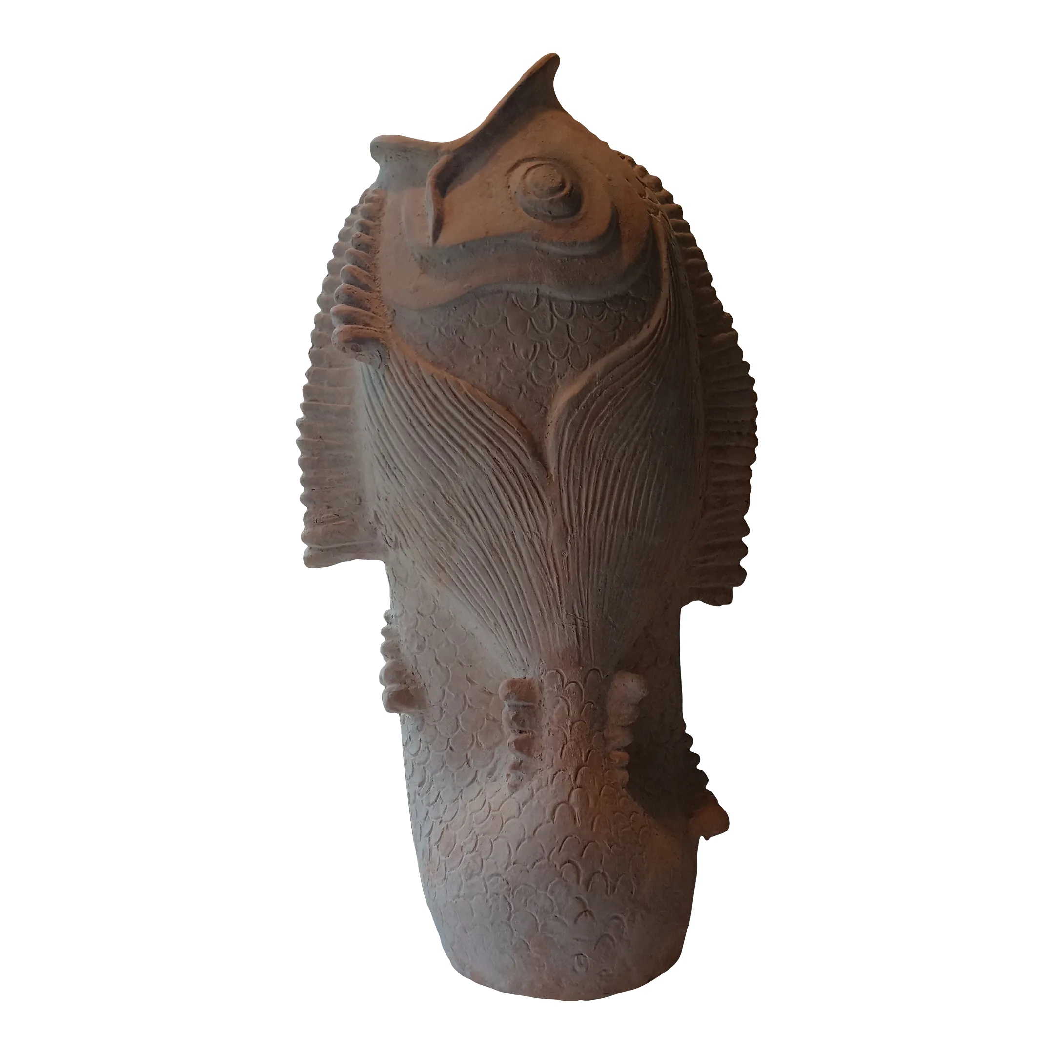 1990s Terra Cotta Koi Fish Figural Sculpture | Chairish