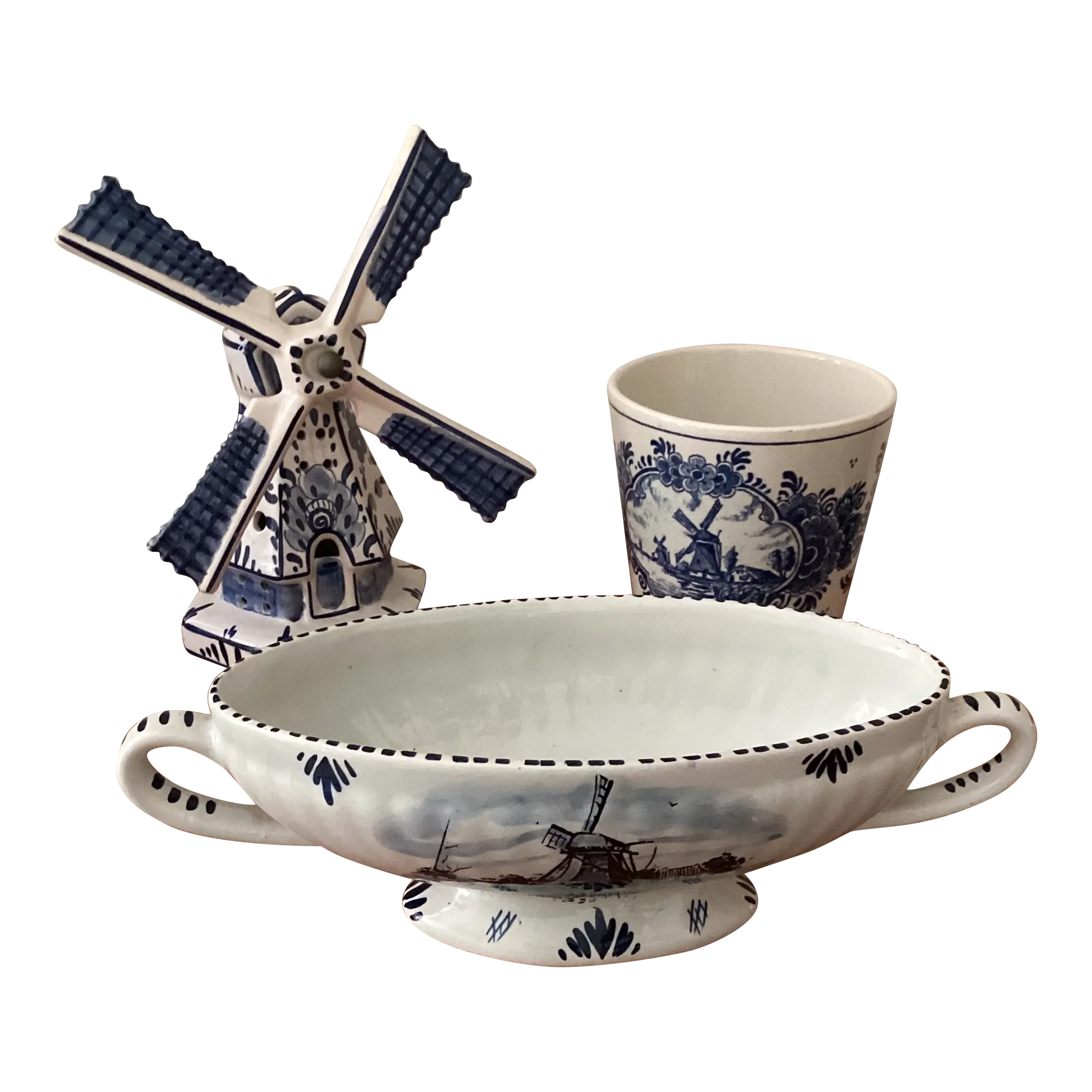 Vintage Windmill Collection Delft Blue Pottery - Earthenware Porcelain ...