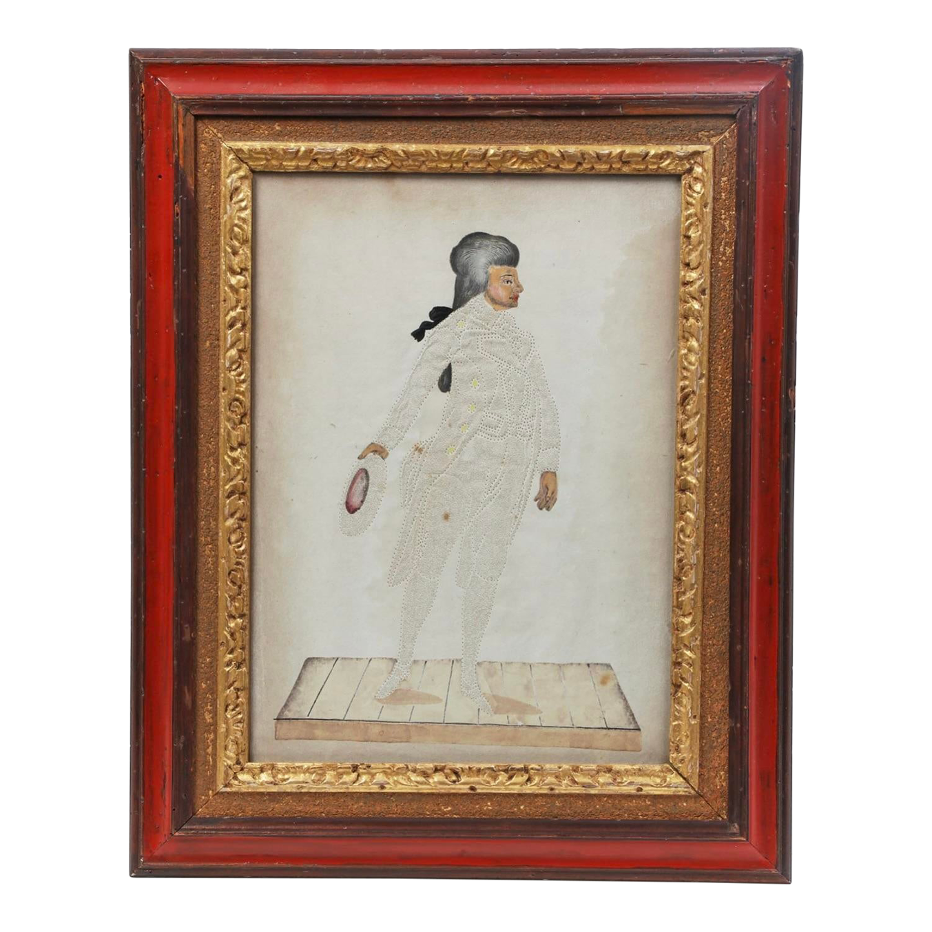 19th Century Continental Pin Prick Portrait of a Gentleman With ...