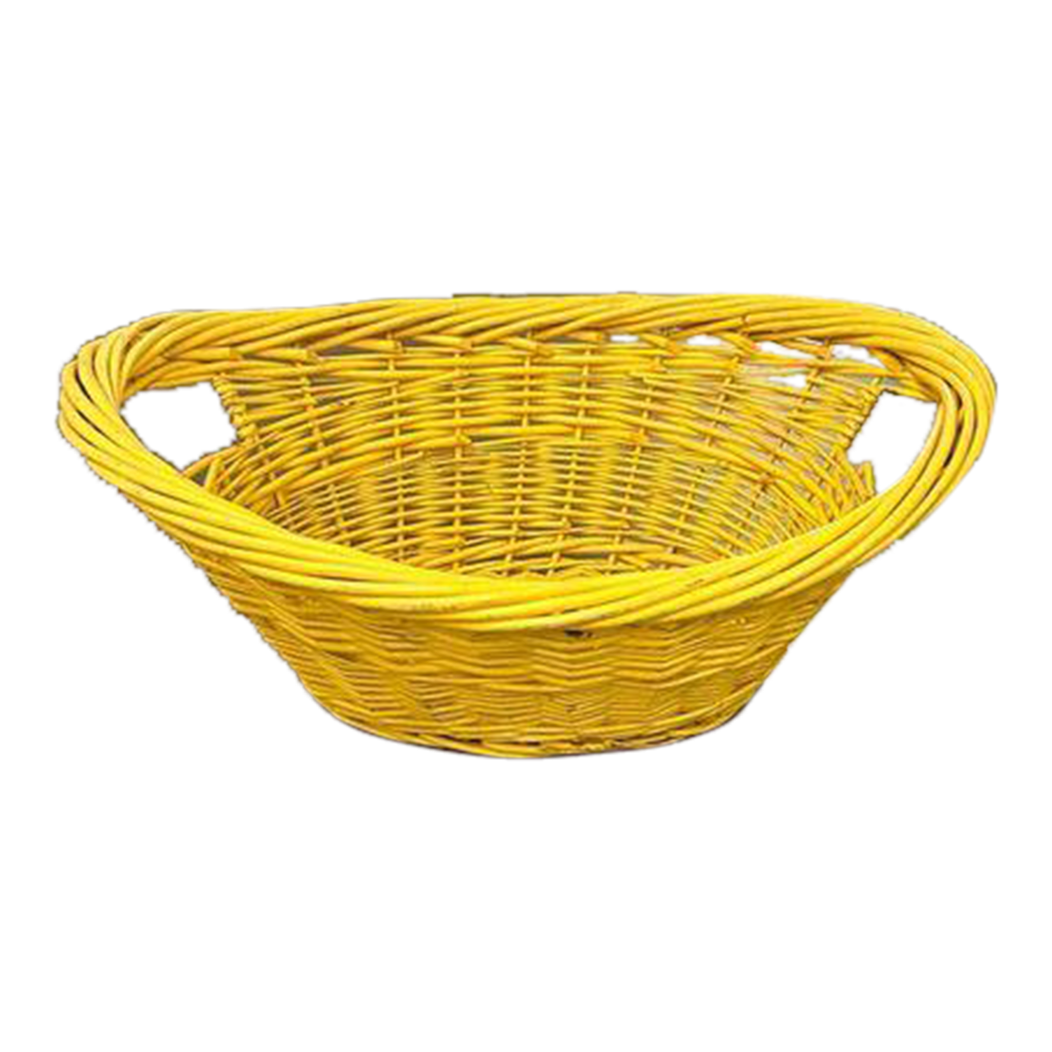 1980s Yellow Wicker Basket | Chairish