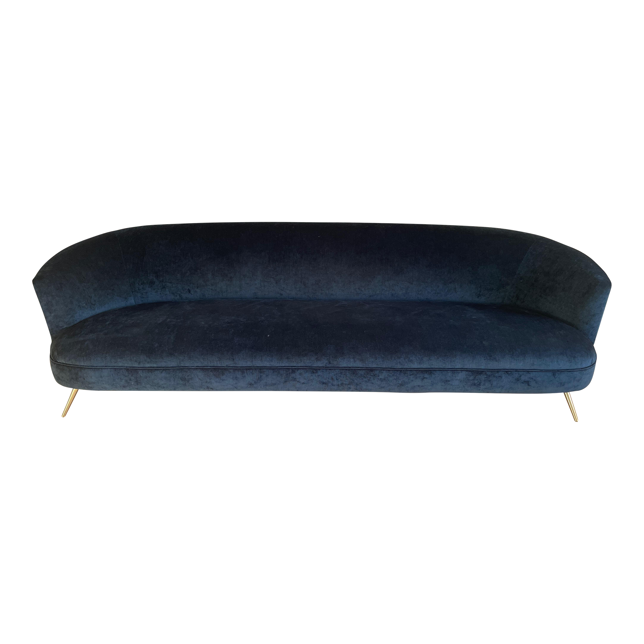 Lee Industries Indigo Blue Modern Vanguard Velvet Sofa | Chairish
