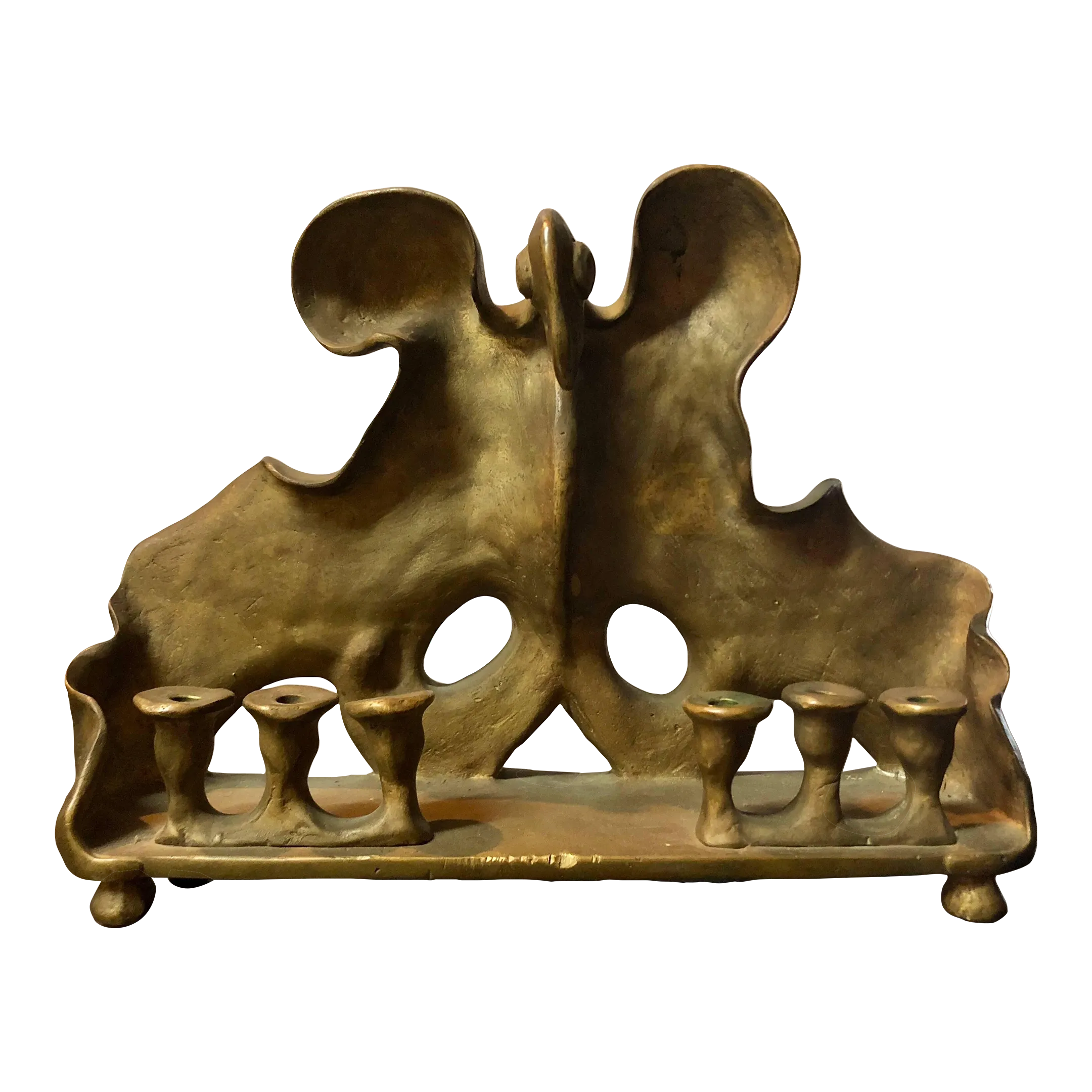 Early 20th Century Mosheh Oved Judaica Menorah Bronze Sculpture | Chairish