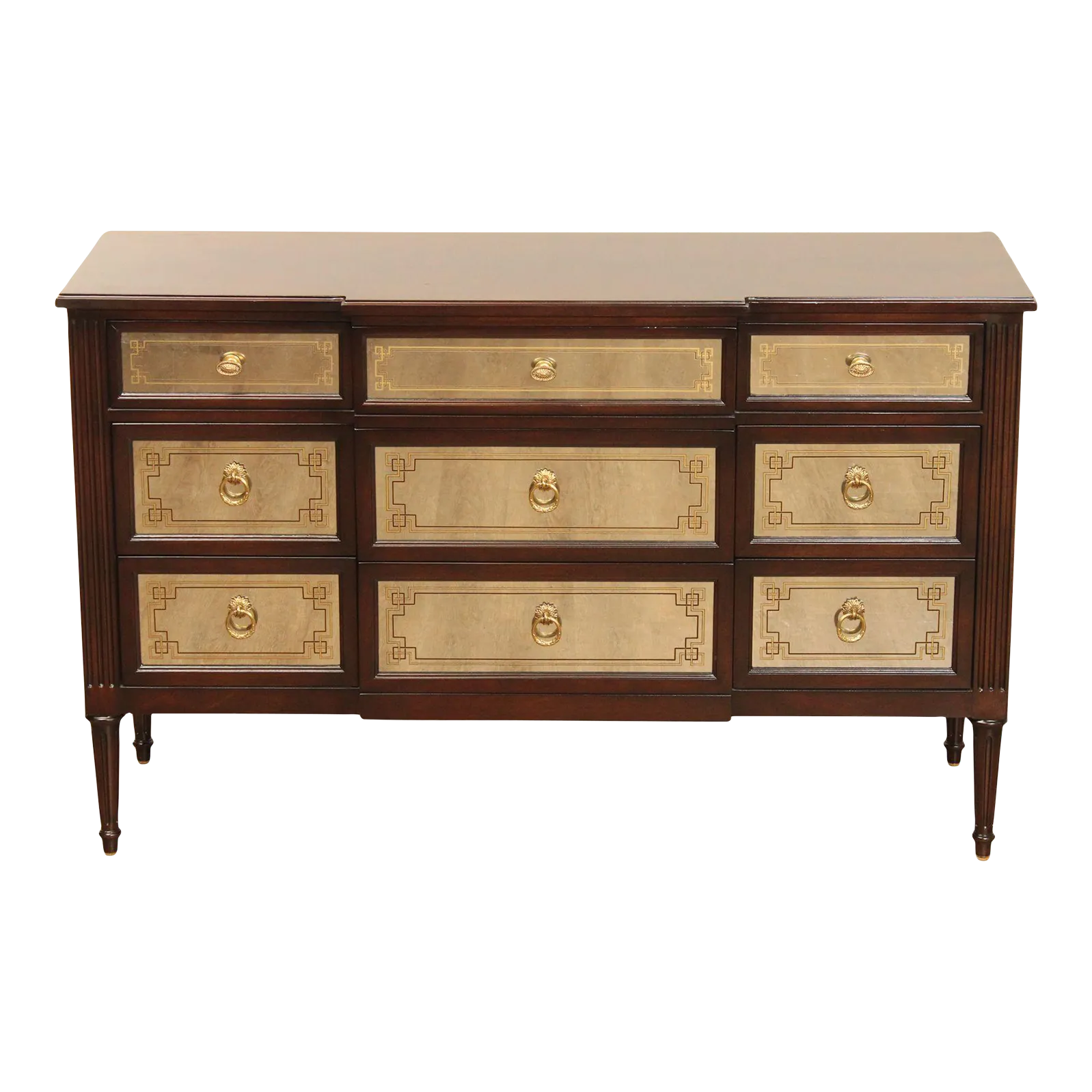 Late 20th Century EJ Victor French Hollywood Regency Mirrored Triple Chest | Chairish