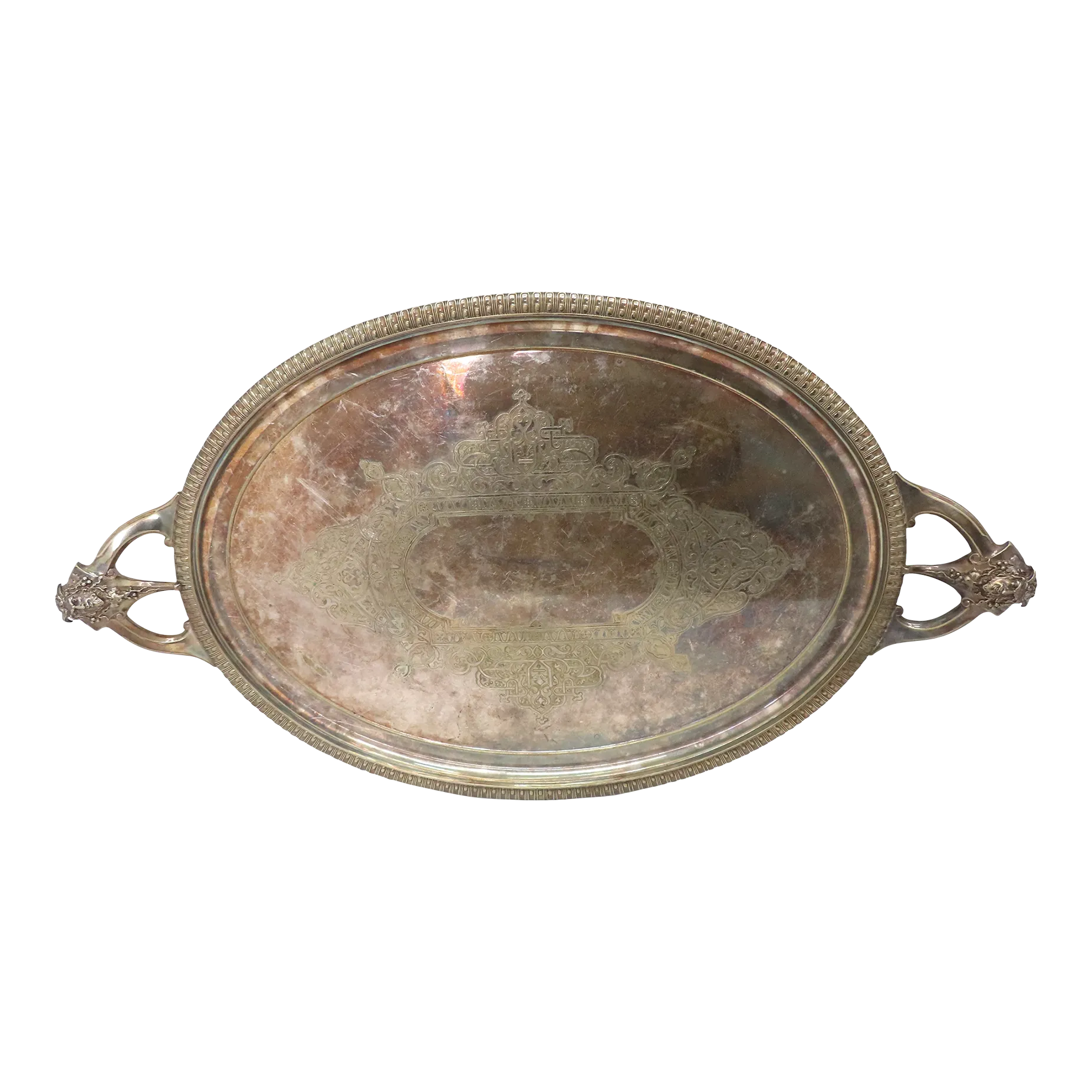 Massive Mid 1800s Antique Victorian Sheffield Silverplate Serving Tray ...