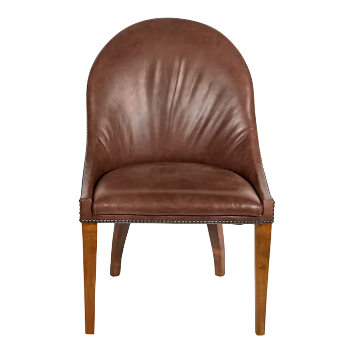 Mason-Art Spoon Chair Upholstered in Brown Leather | Chairish