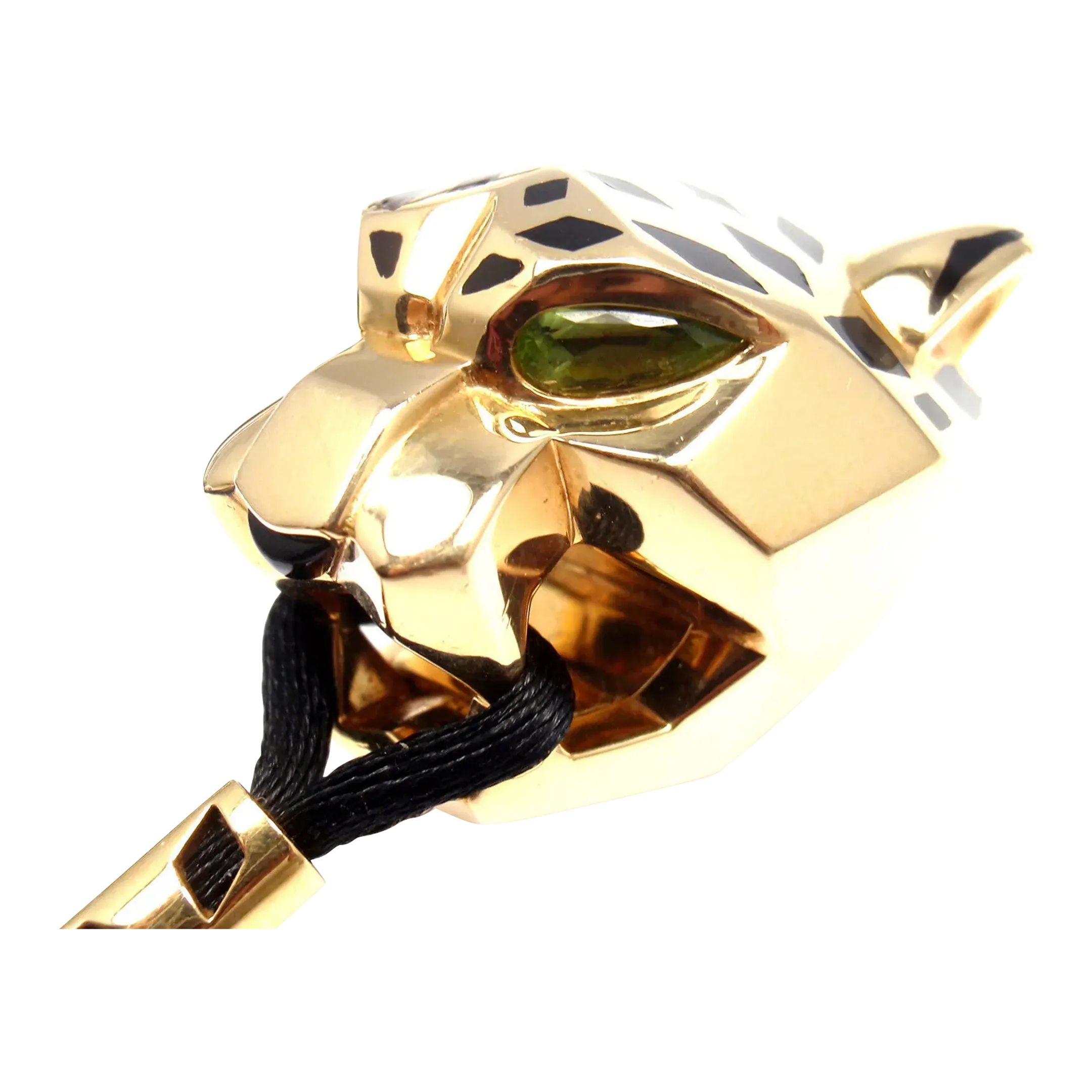 Cartier Panther Panthere 18k Yellow Gold Emerald Lacquer Cord Necklace ...