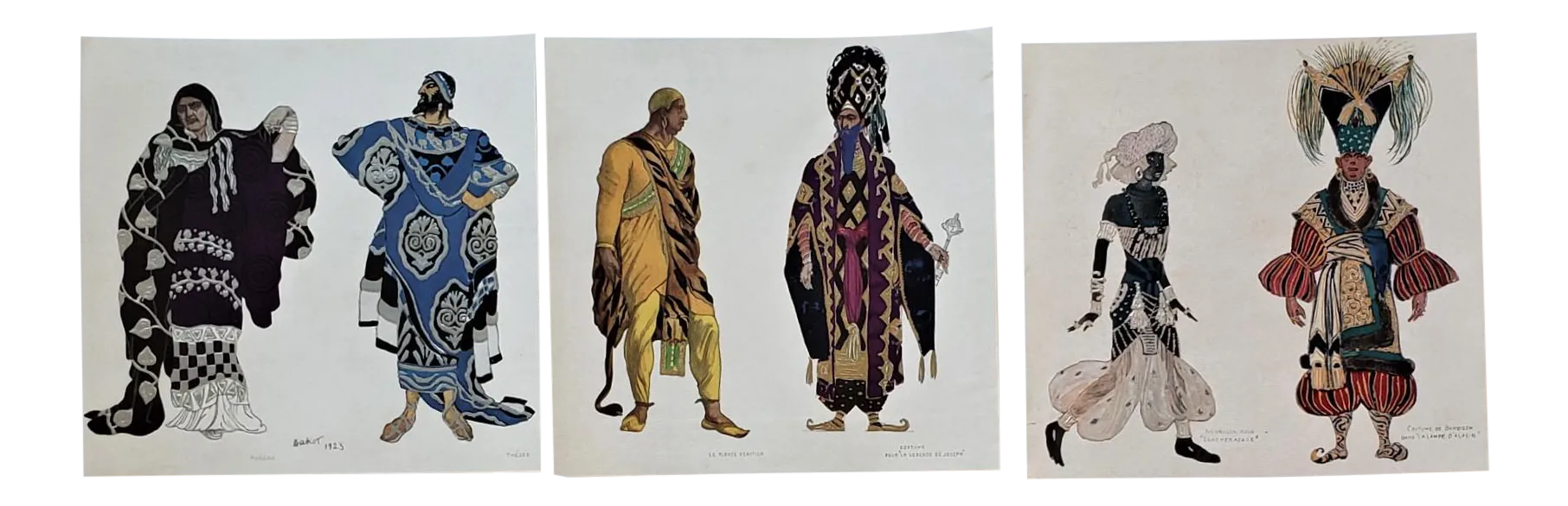 Set of 3 Matted 1923 Art Deco Ballets Russes Fashion Costume Design ...