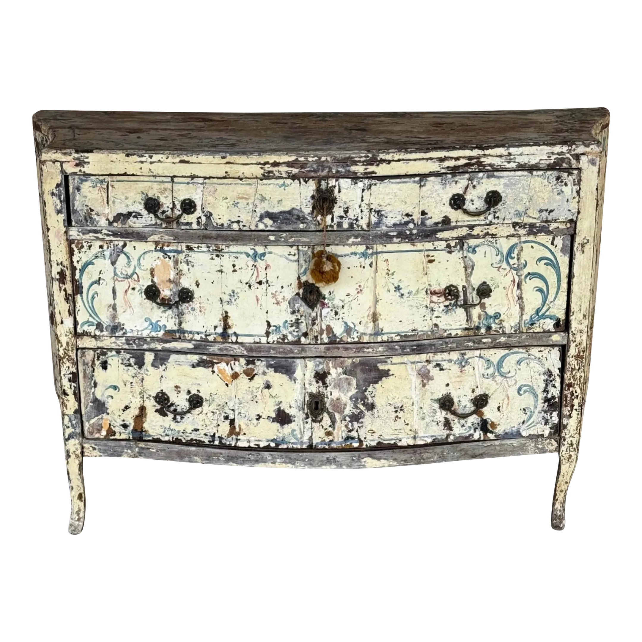 Italian Rococo Style Painted Commode Chest | Chairish
