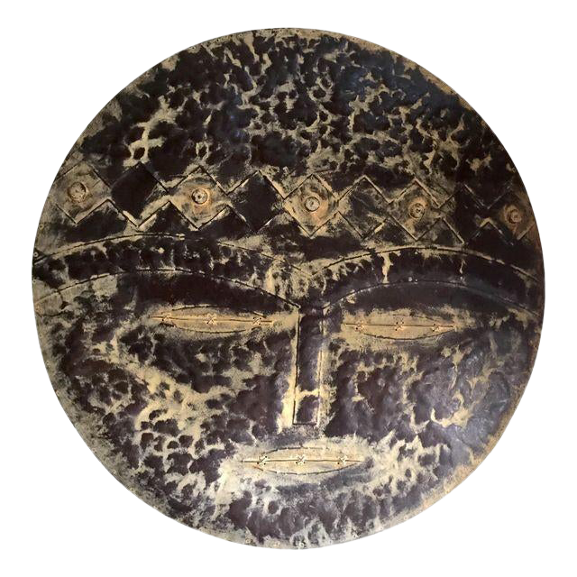 Vintage Metal Face Wall Sculpture | Chairish