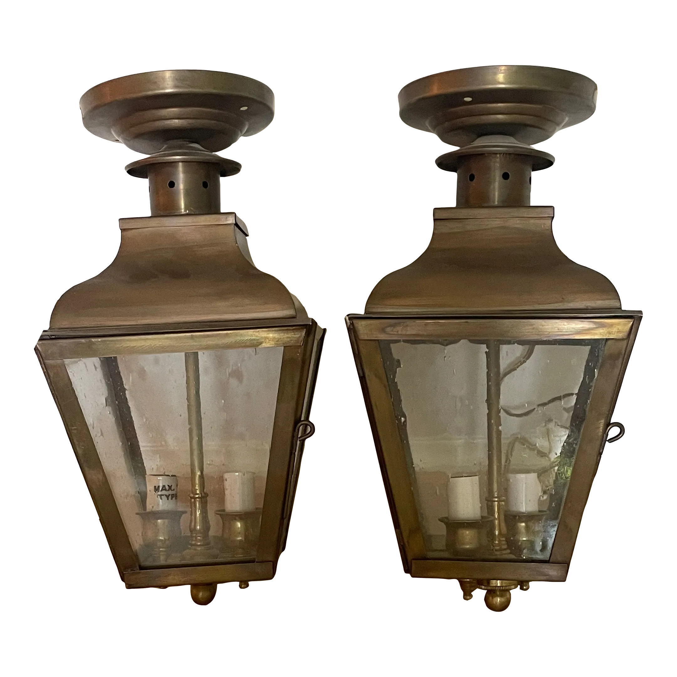 Vintage Custom Genie House Brand Solid Brass Lanterns - a Pair | Chairish