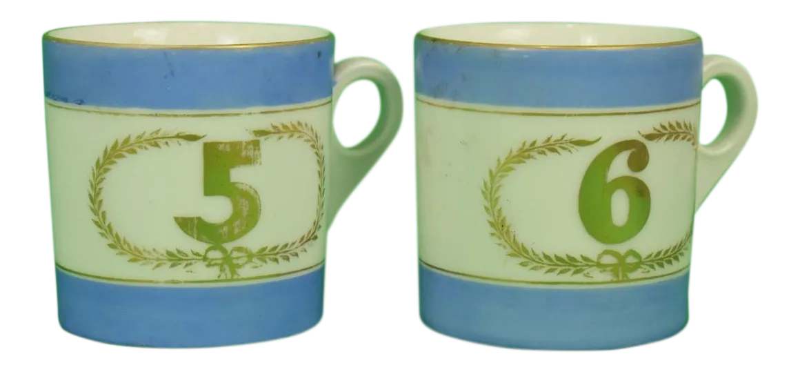 Early 20th Century Antique English Porcelain Mugs - A Pair | Chairish