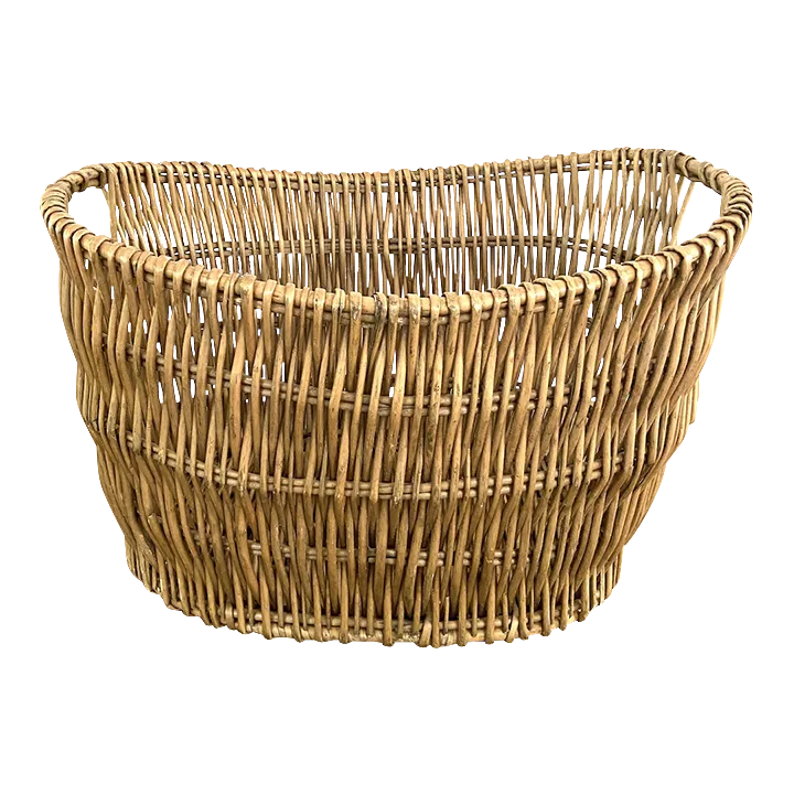 Vintage Deep Oval Wicker Basket | Chairish