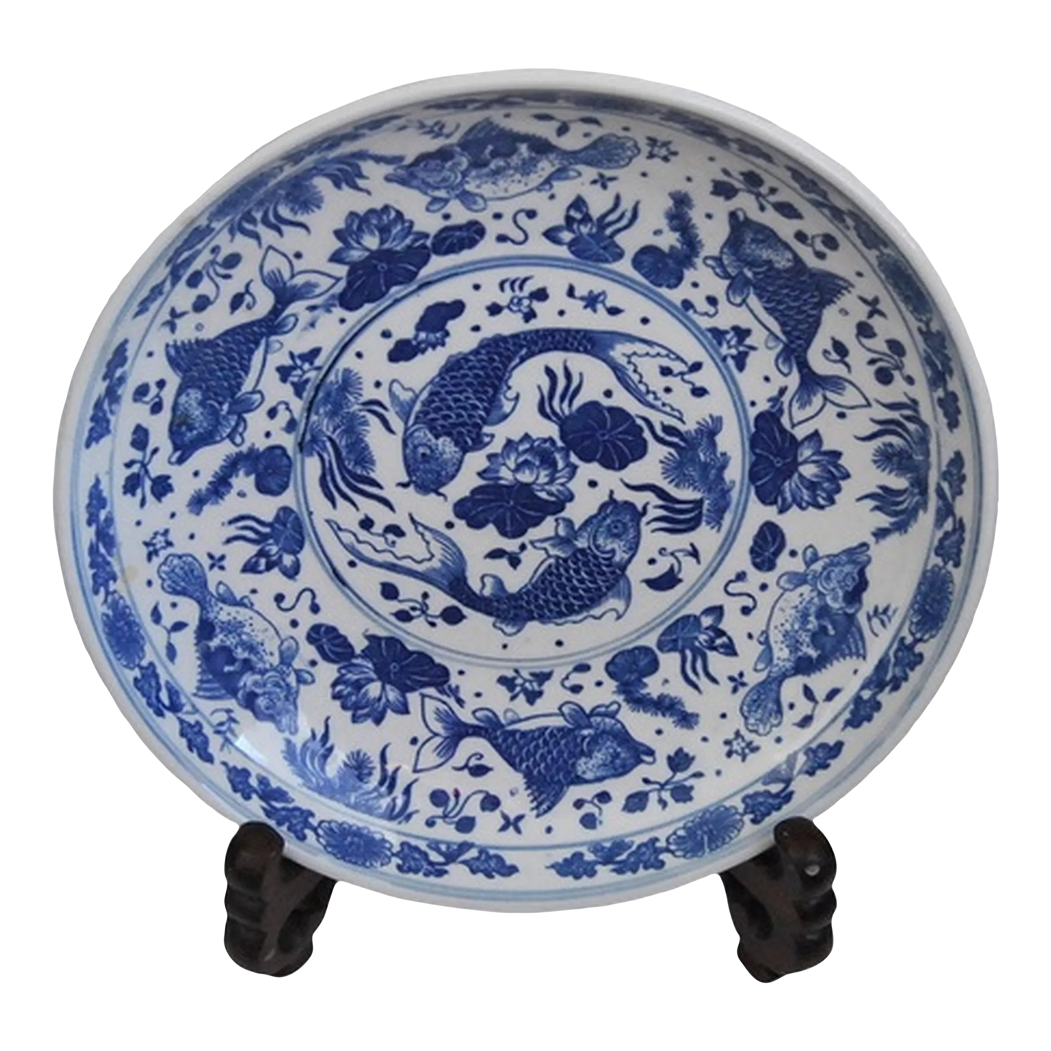 Blue and White Chinese Export Japanese-Market Platter Six Character ...