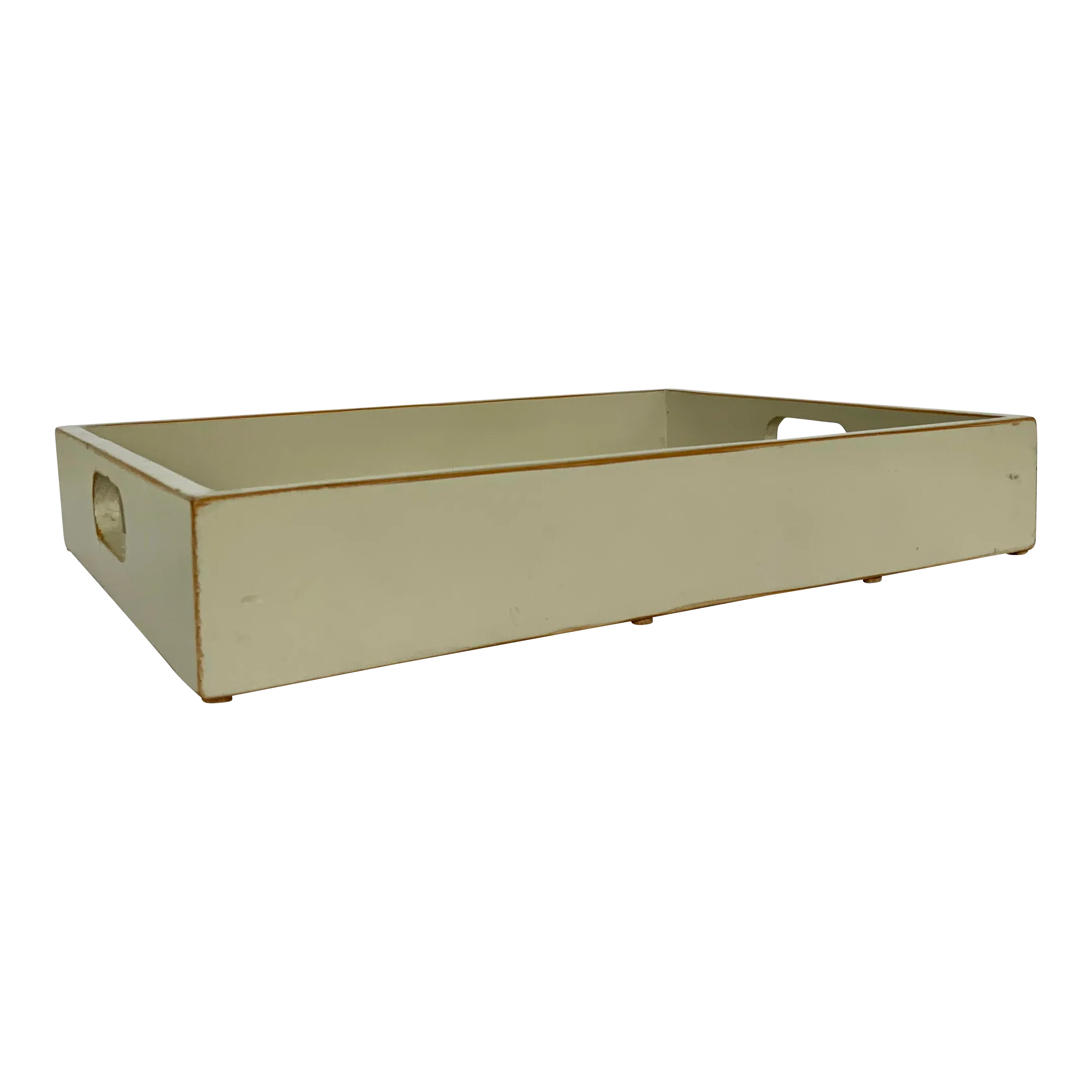 Organic Modern Rustic Ivory Finished Wood Tray | Chairish