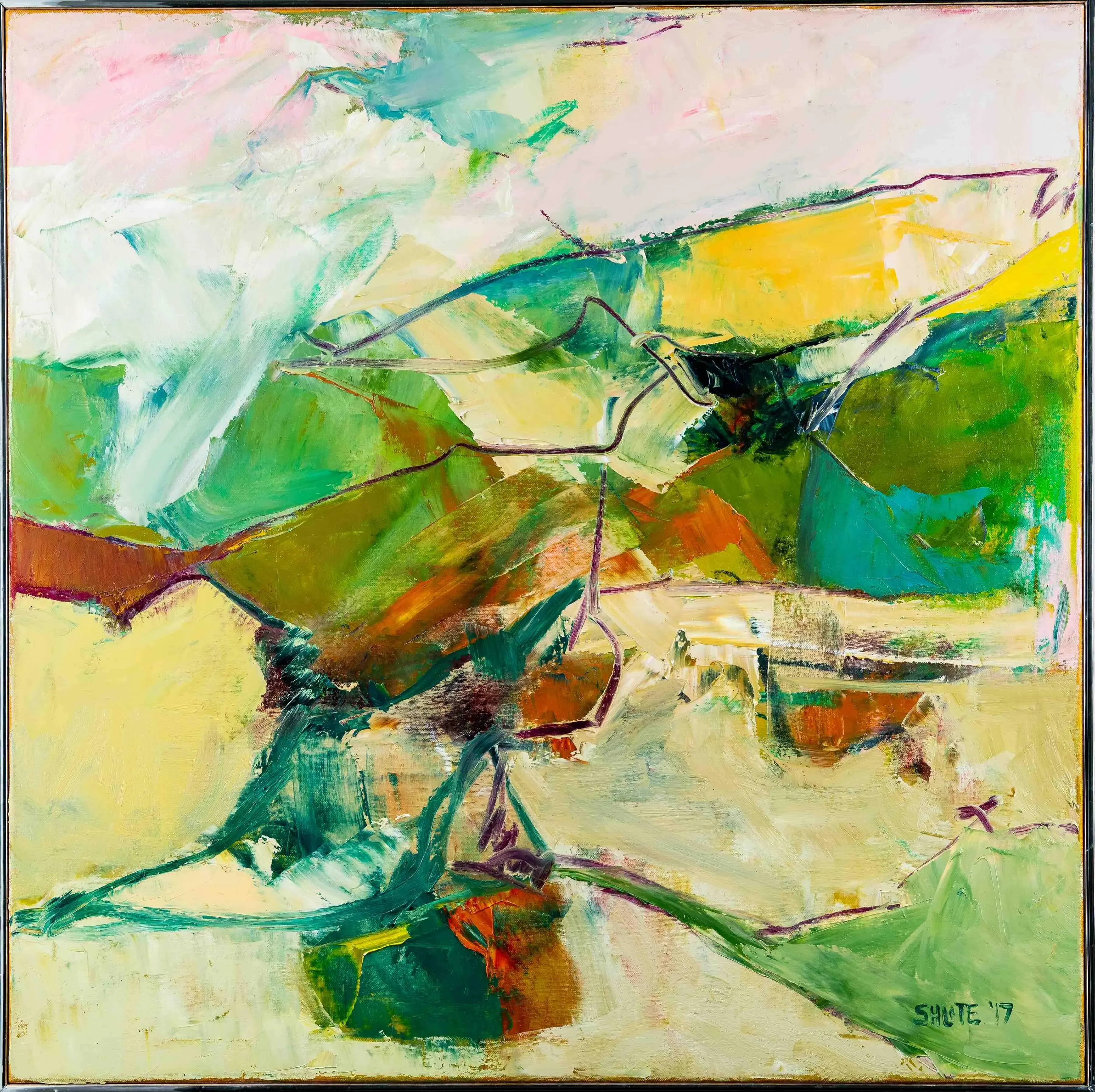 Abstract Oil Painting of the New York State Countryside, “ the Hills ...