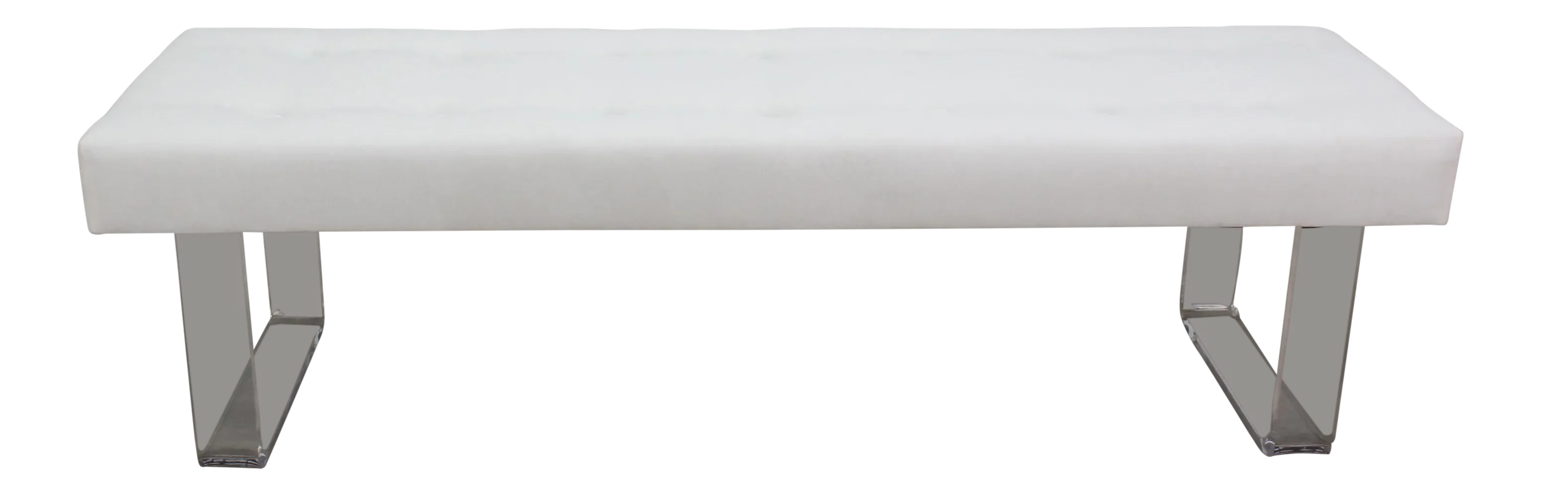 Minimalist Style Acrylic Bench With Cream Velvet Cushion, Acrylic Bench ...