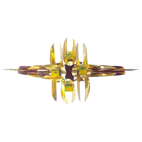 William Vose Mid-Century Gold Metal Wall Sculpture | Chairish