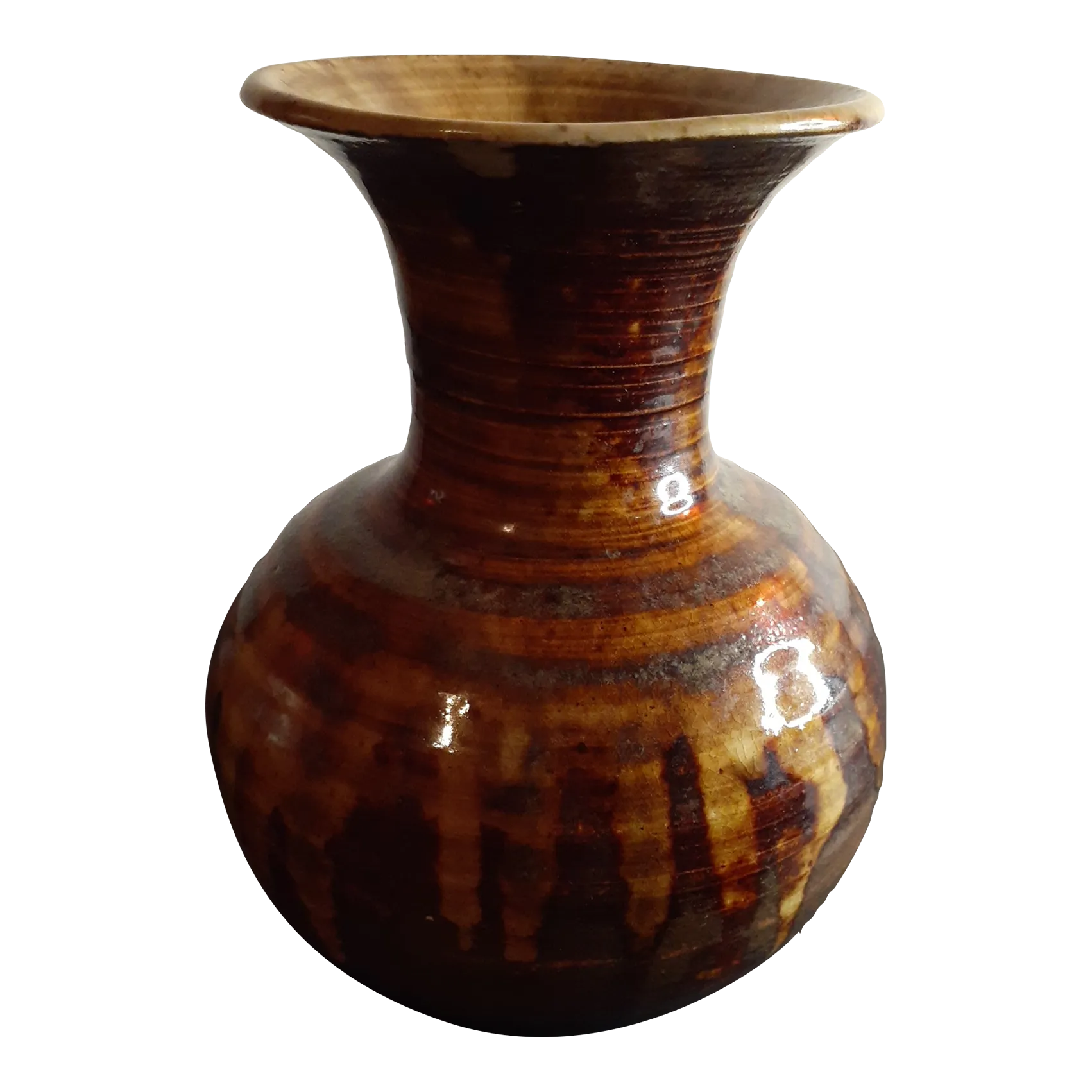 1970s Signed Pupukea Pottery Hawaii Drip Glazed Art Pottery Vase | Chairish