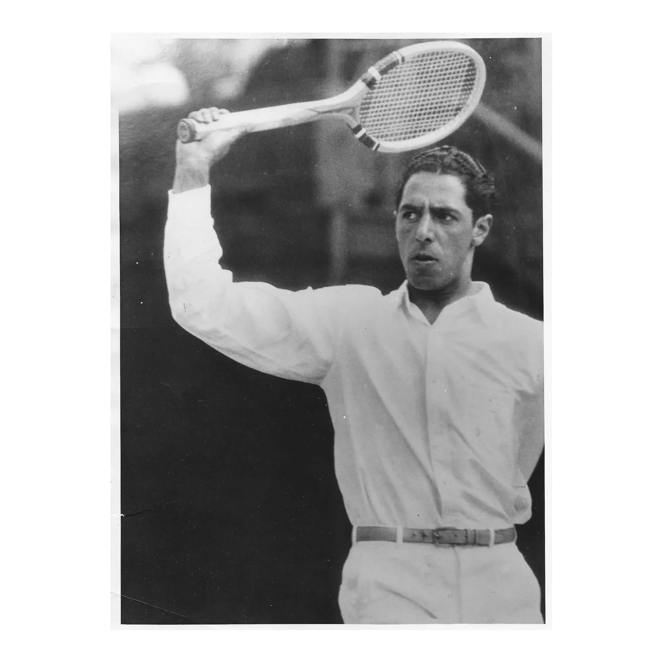 1929 Black and White Tennis Photo of Jack Harris | Chairish
