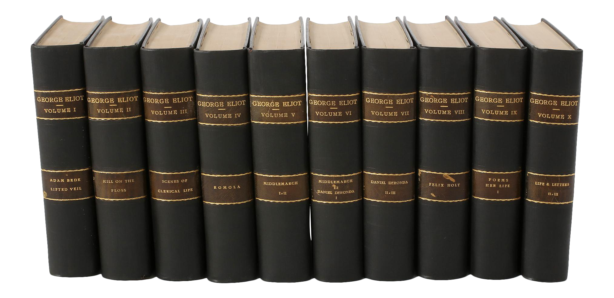 Collection Leather-Bound Library Book Set / Ten | Chairish