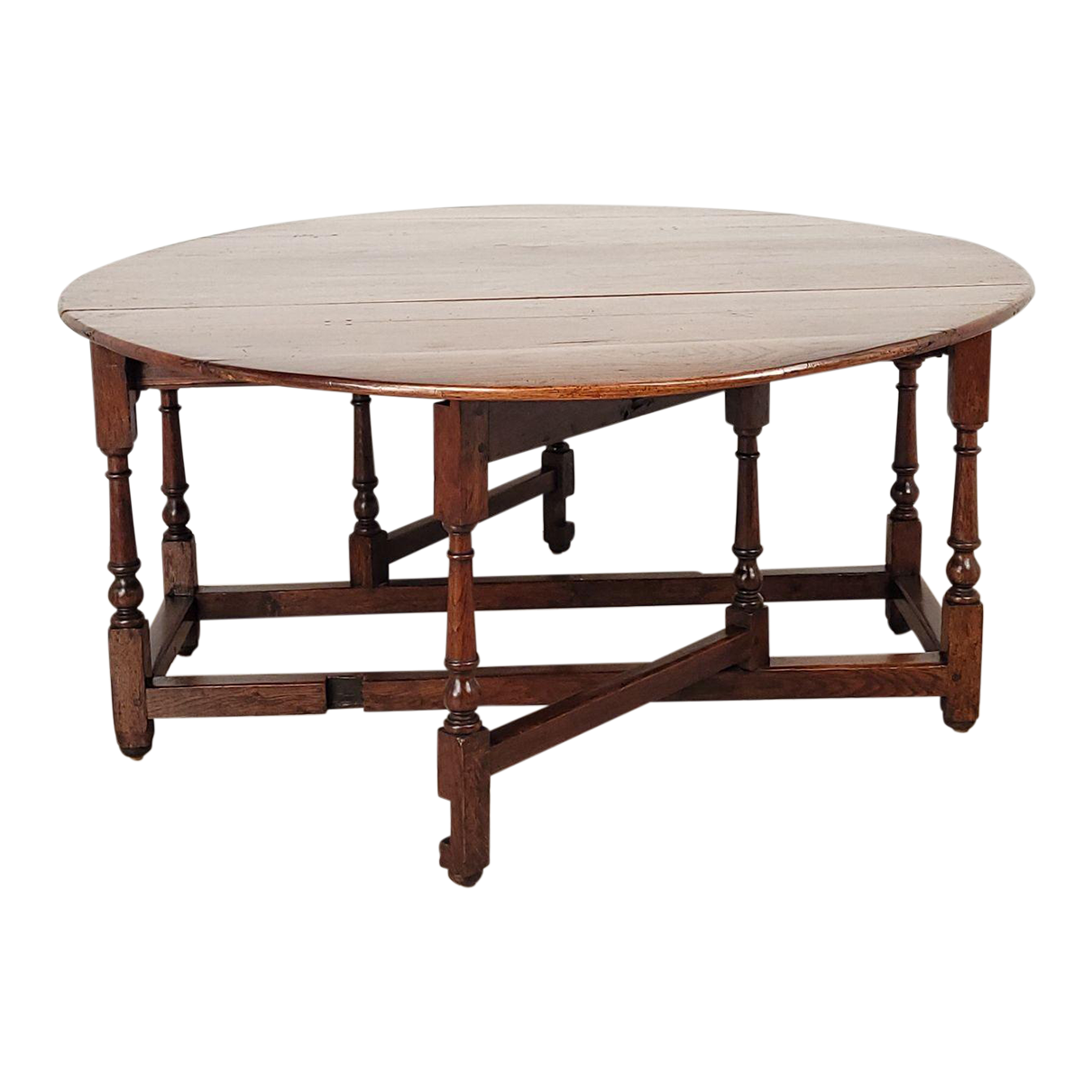 Georgian Oak or Elm Round Dropleaf Table, England Circa 1720 | Chairish