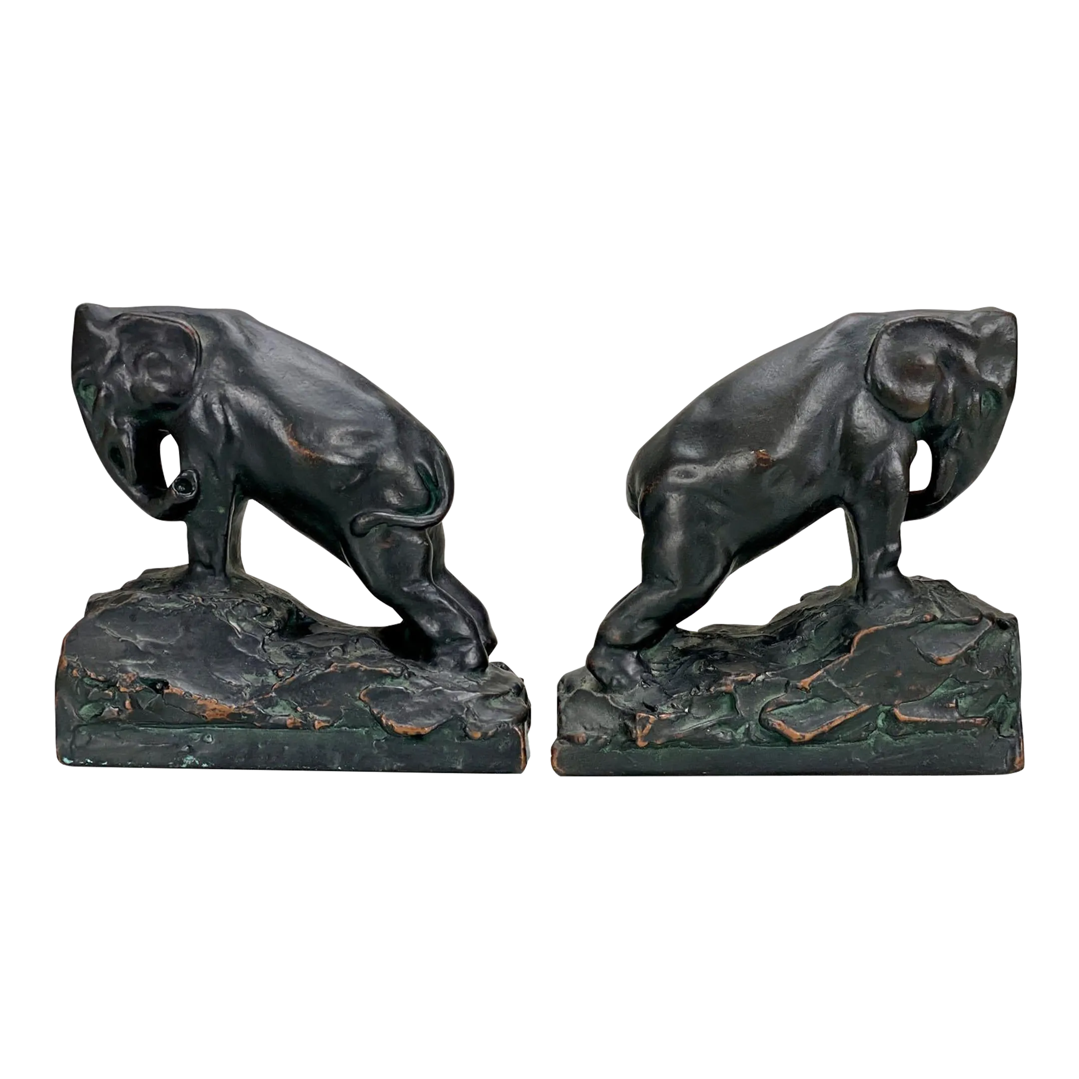 Vintage Art Deco Chalkware Elephant Library Bookends - a Pair | Chairish