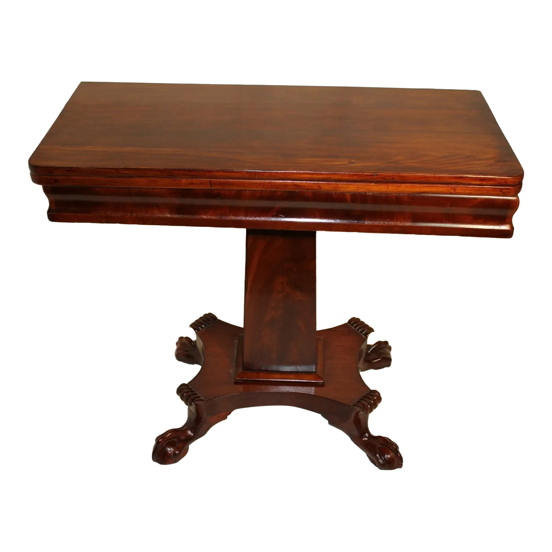 Empire Solid Mahogany Game Card Table, 19th Century | Chairish