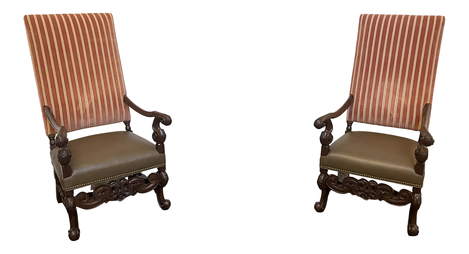 Pair of Carved Walnut Jacobean Chairs - Set of 2 | Chairish
