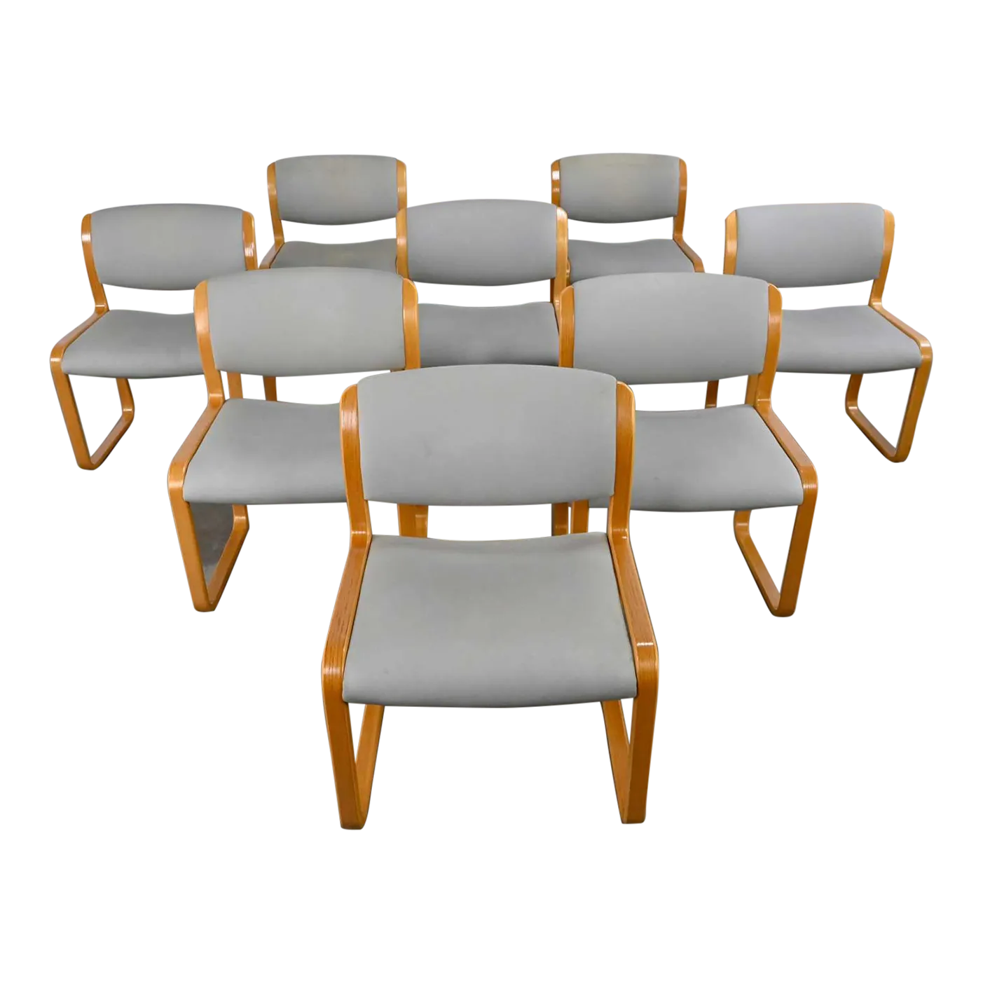 Vintage Modern Classic Steelcase Snodgrass Dining Chairs in Light Oak ...