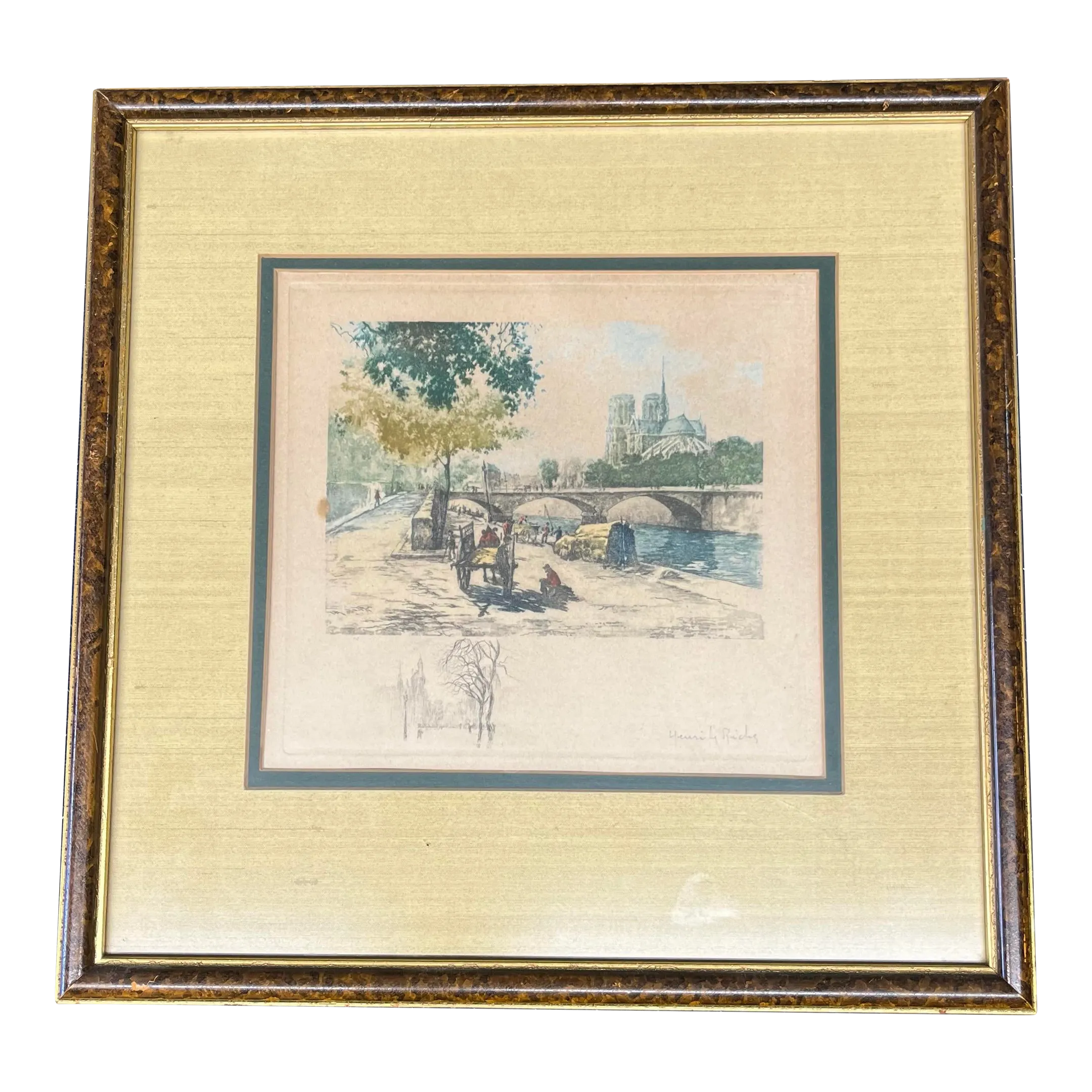 Early 20th Century Hand-Colored Engraving of Pont Neuf With the Notre ...