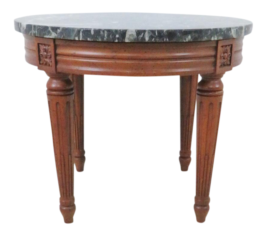 Mid 20th Century Louis XVI Marble Top Side Table | Chairish