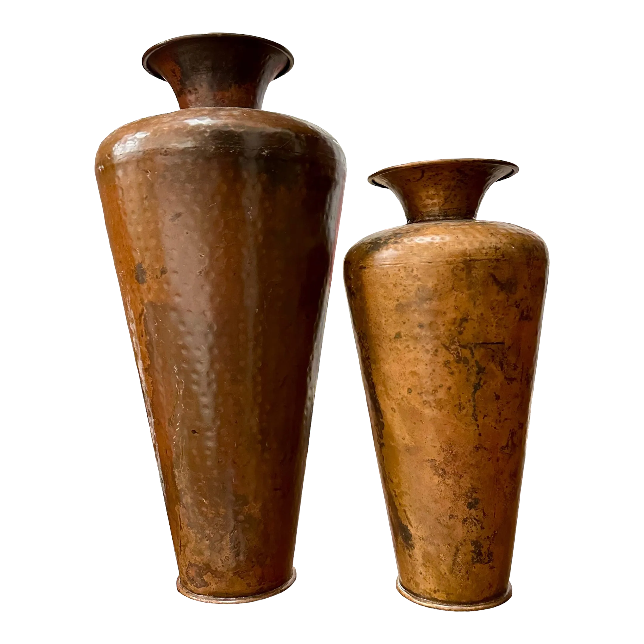 20th Century Mexican Hand Beaten Copper Vases - a Pair | Chairish