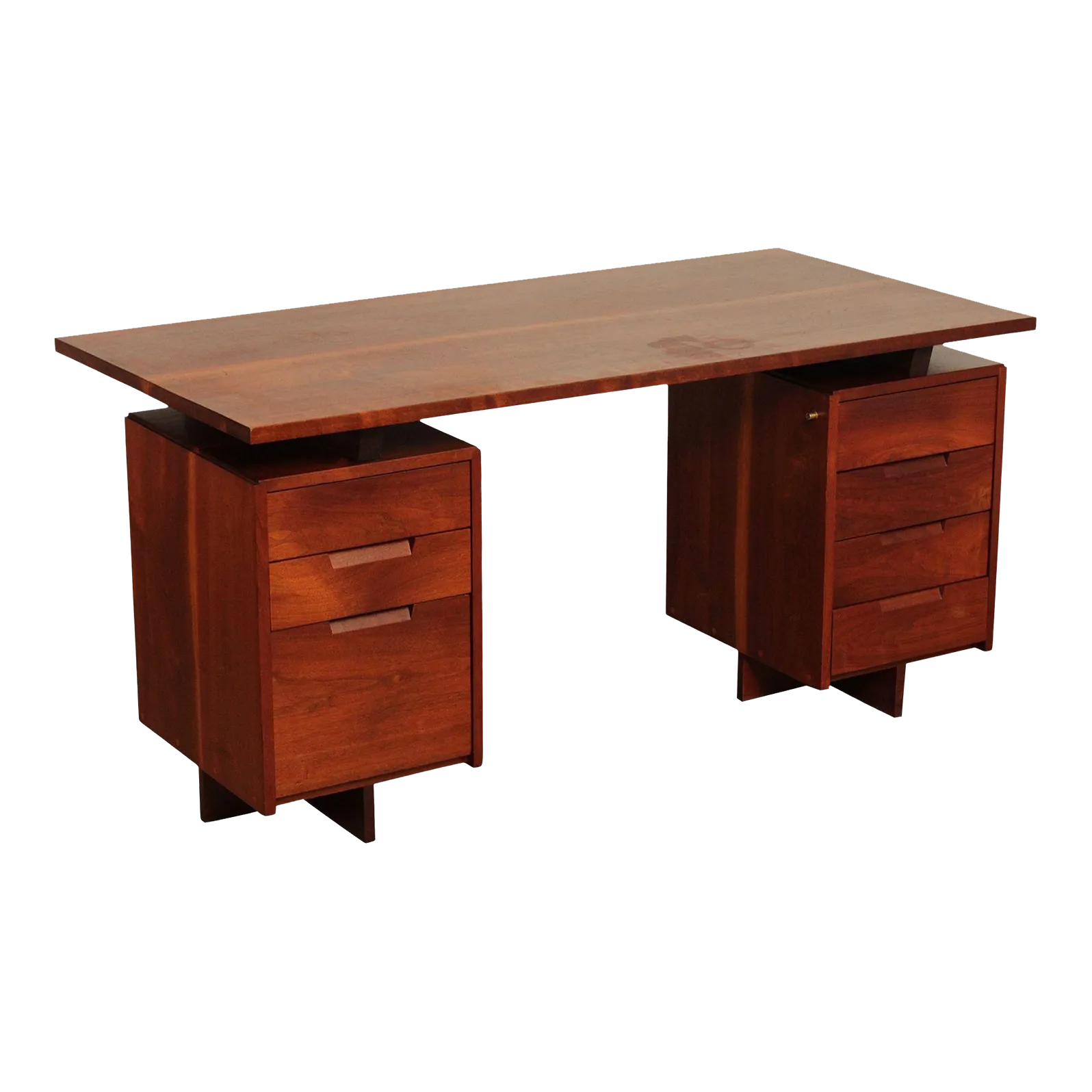 1960s George Nakashima Studio Walnut Double Pedestal Desk | Chairish