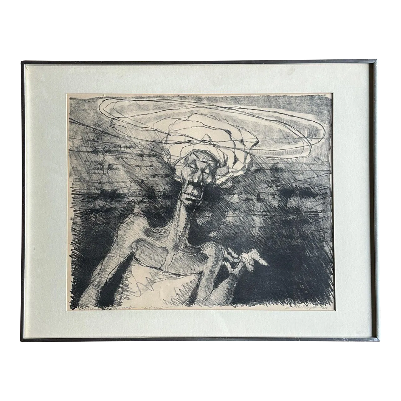 1973 Charcoal Drawing Signed | Chairish