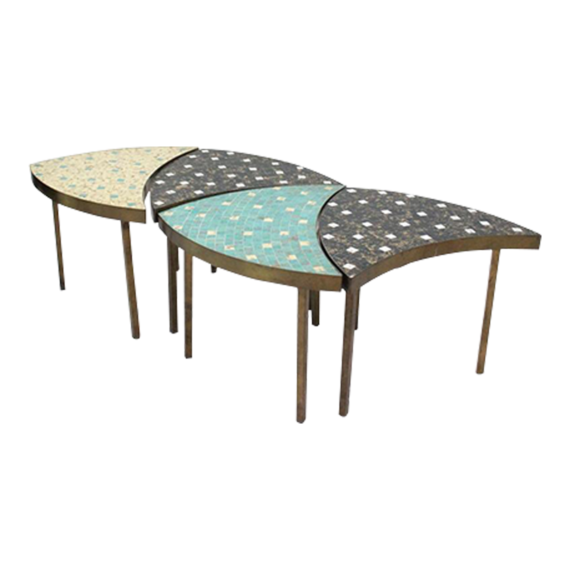 Mid Century Modern Table Set Tile Italian Mezza Luna | Chairish