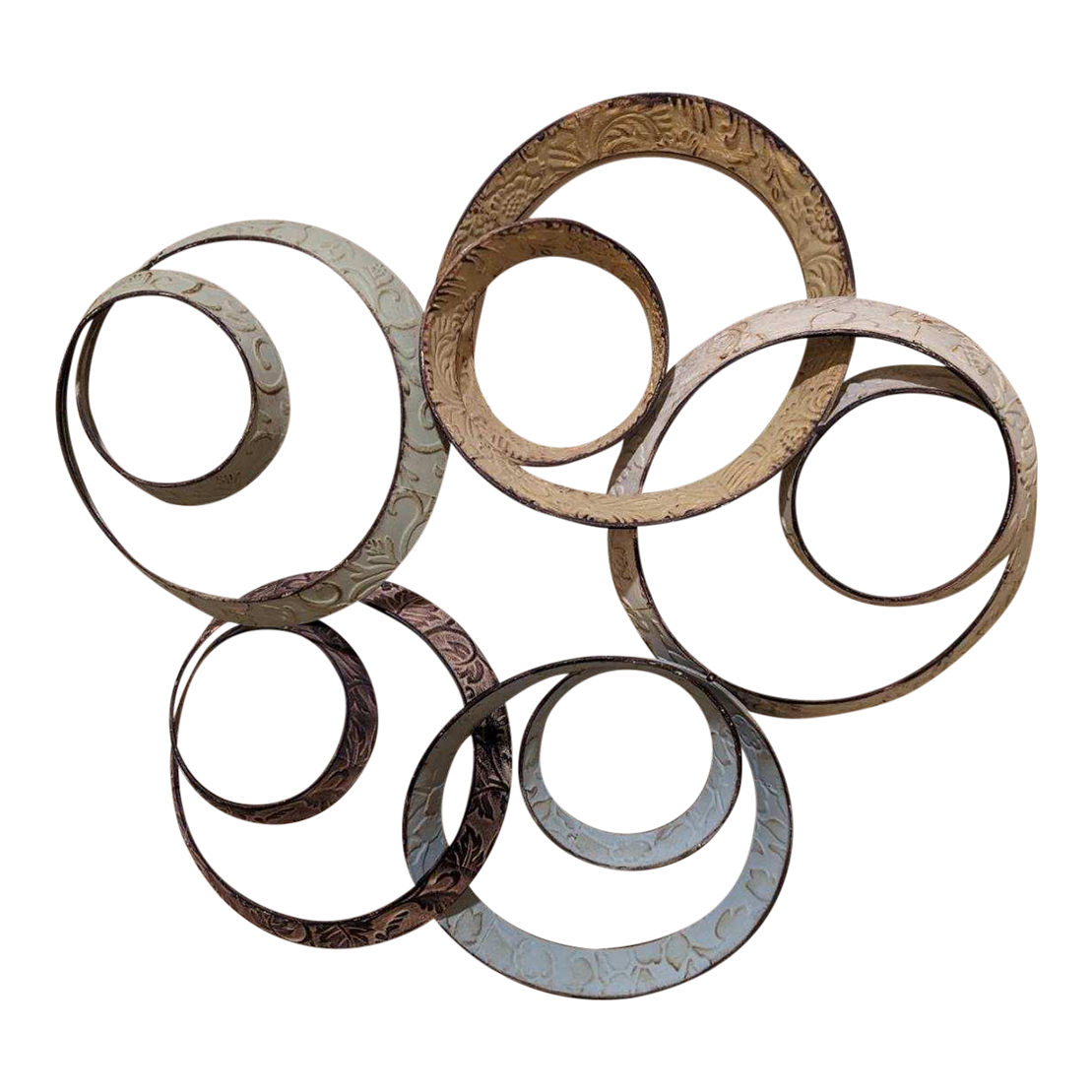 C. Jere Inspired Metallic Circular Wall Art Sculpture in Earth Tones ...