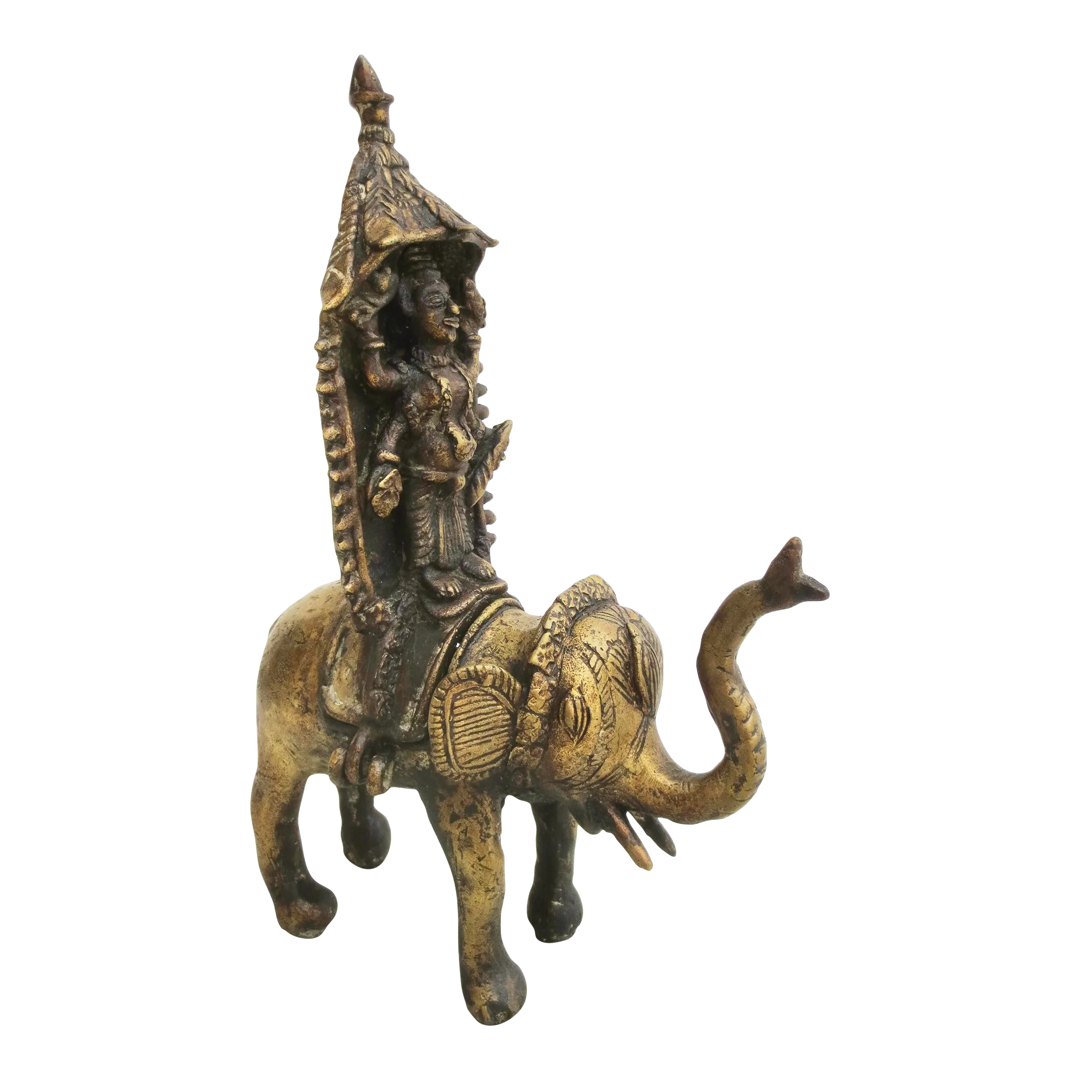 Tribal Dhokra South Indian Sculpture Vishnu on Elephant Shrine | Chairish