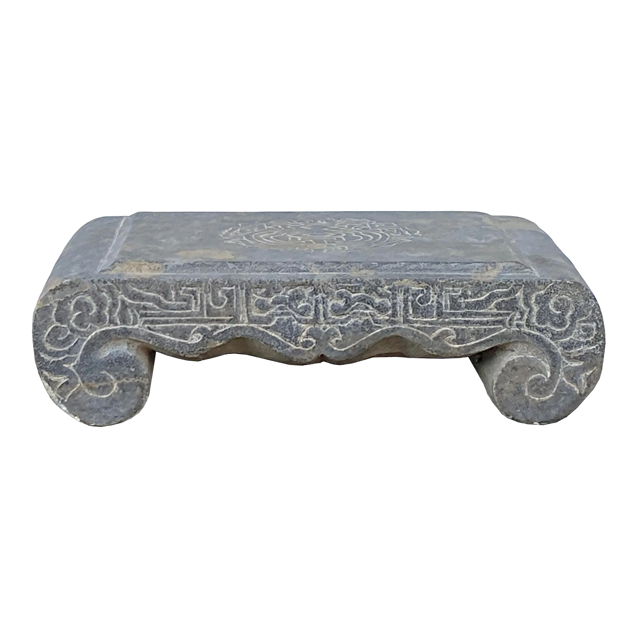 Chinese Distressed Gray Stone Rectangular Scroll Stand | Chairish