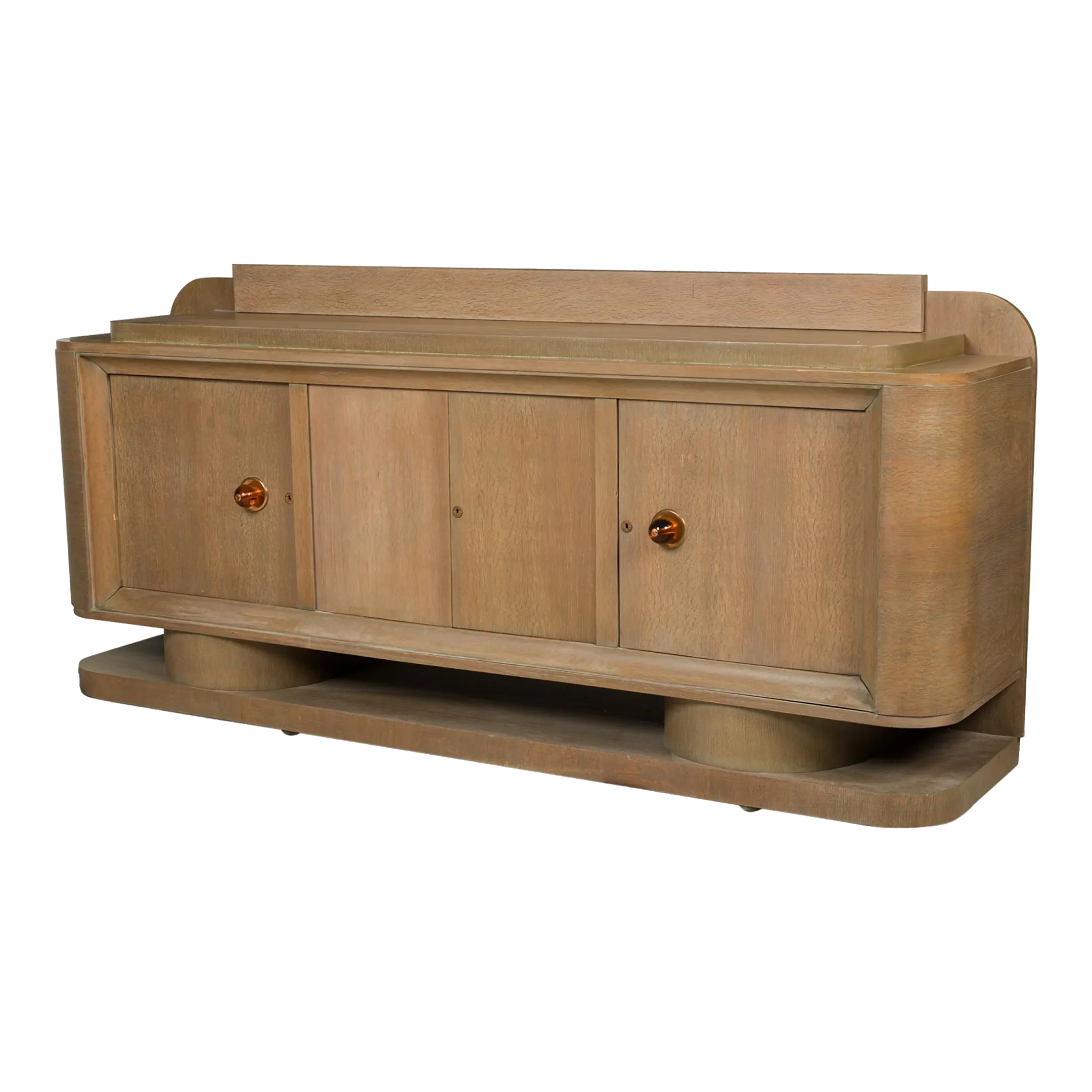 French Mid-Century Limed Oak Sideboard, Style of Jacques Adnet | Chairish