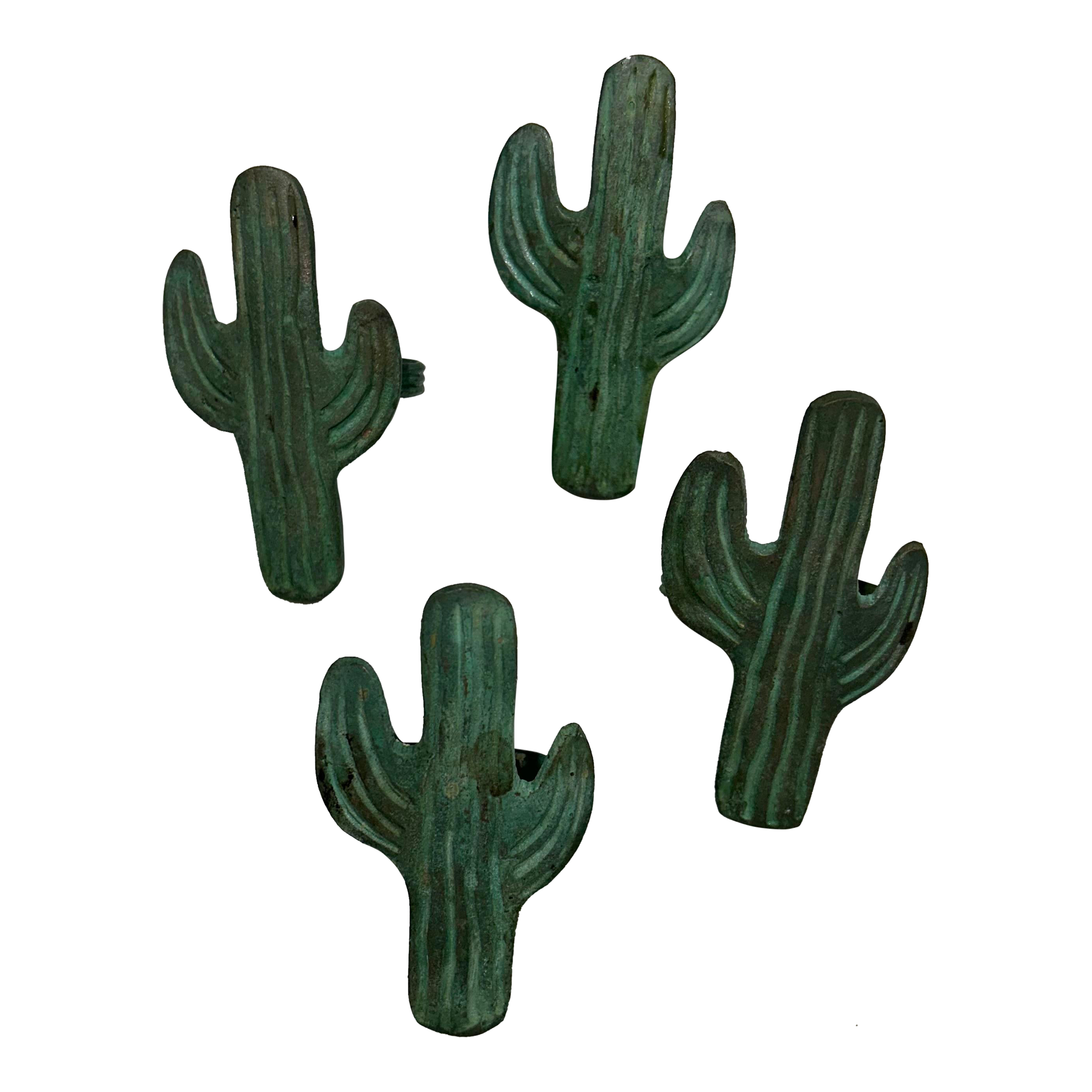 Vintage Saguaro Green Metal Cactus Napkin Rings- Set of 4 | Chairish